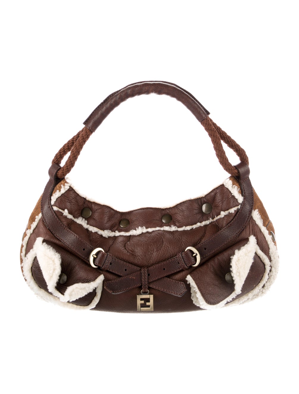 Fendi Grande Shearling-Trimmed Hobo - Brown Hobos, Handbags - FEN251968 ...