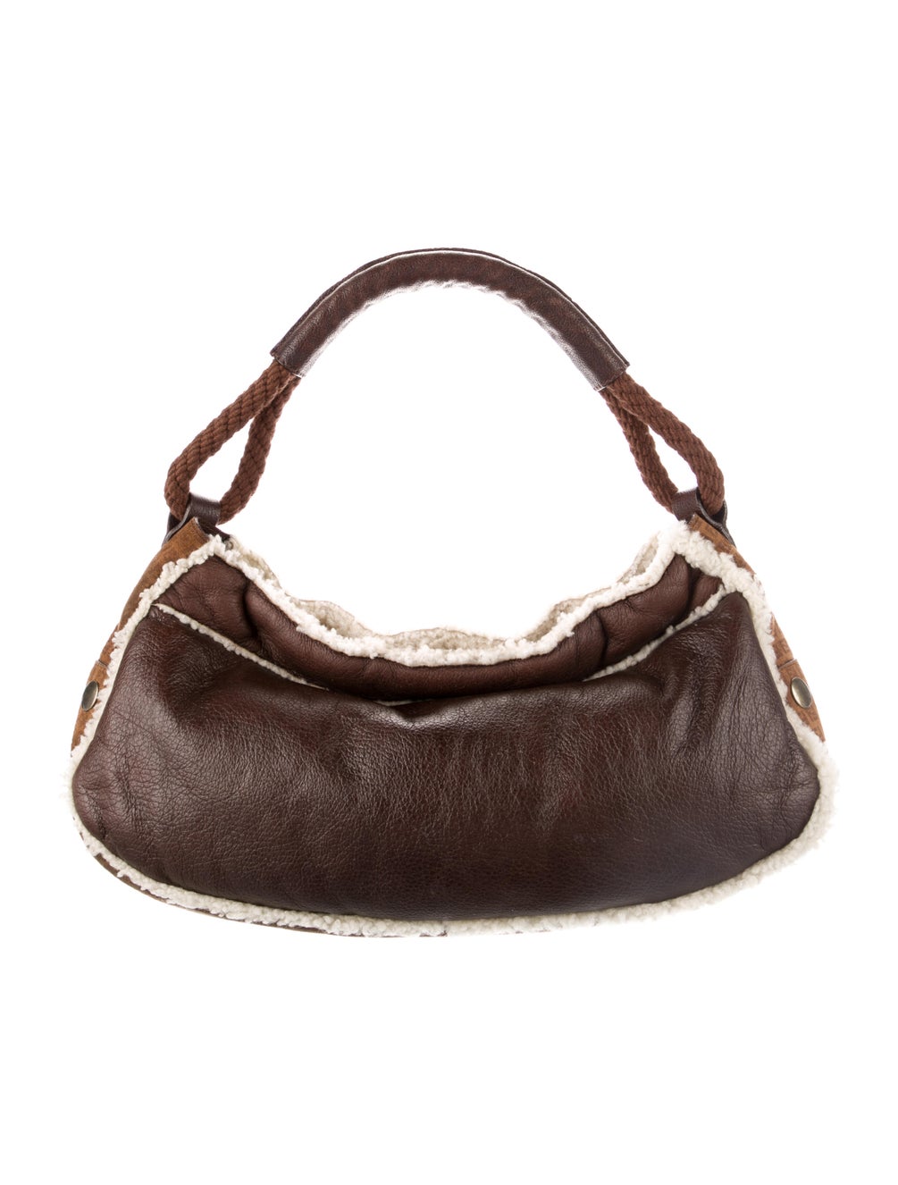 Fendi Grande Shearling-Trimmed Hobo - Brown Hobos, Handbags - FEN251968 ...