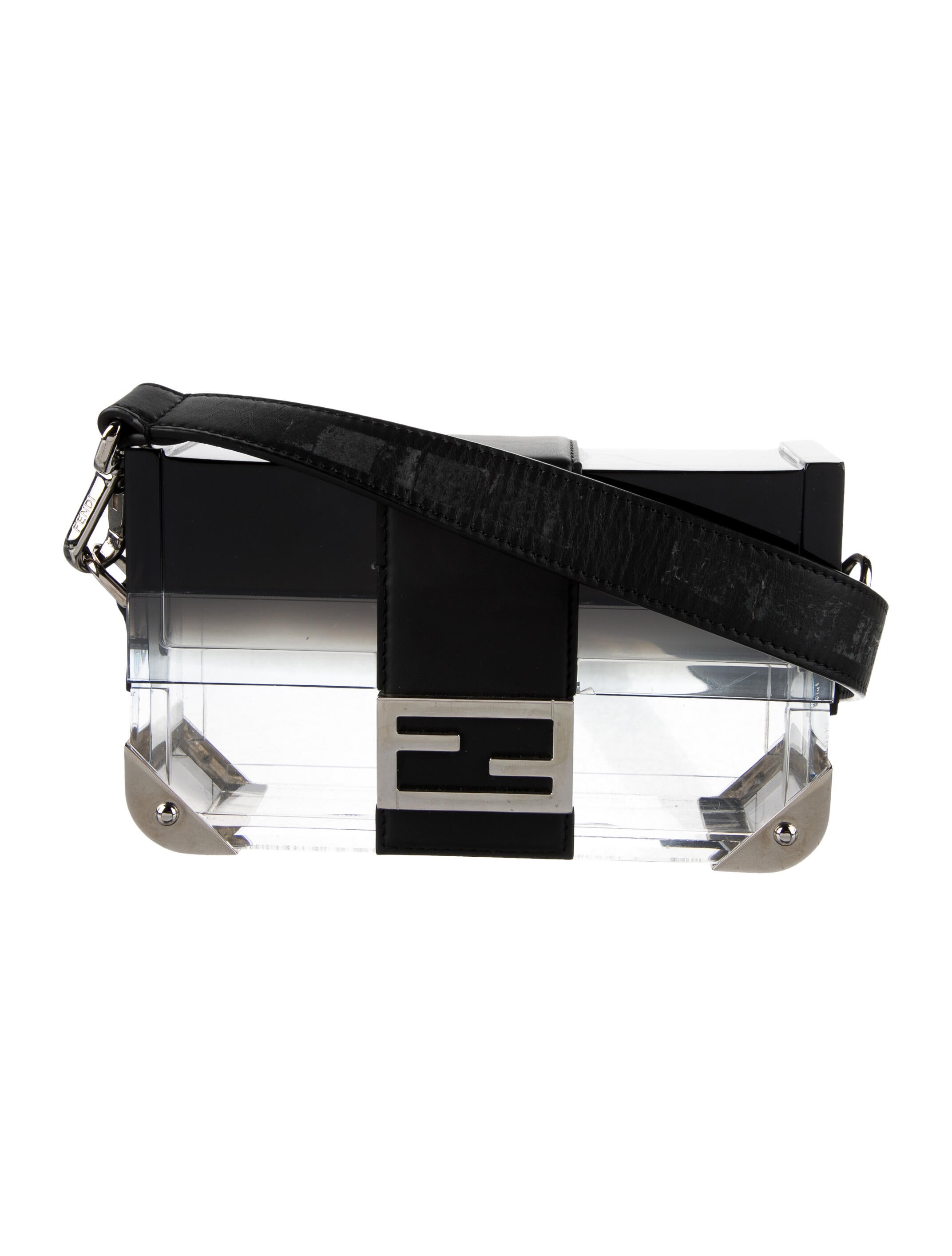 Fendi Plexiglass Baguette Trunk w/ Strap - Black Clutches, Handbags ...