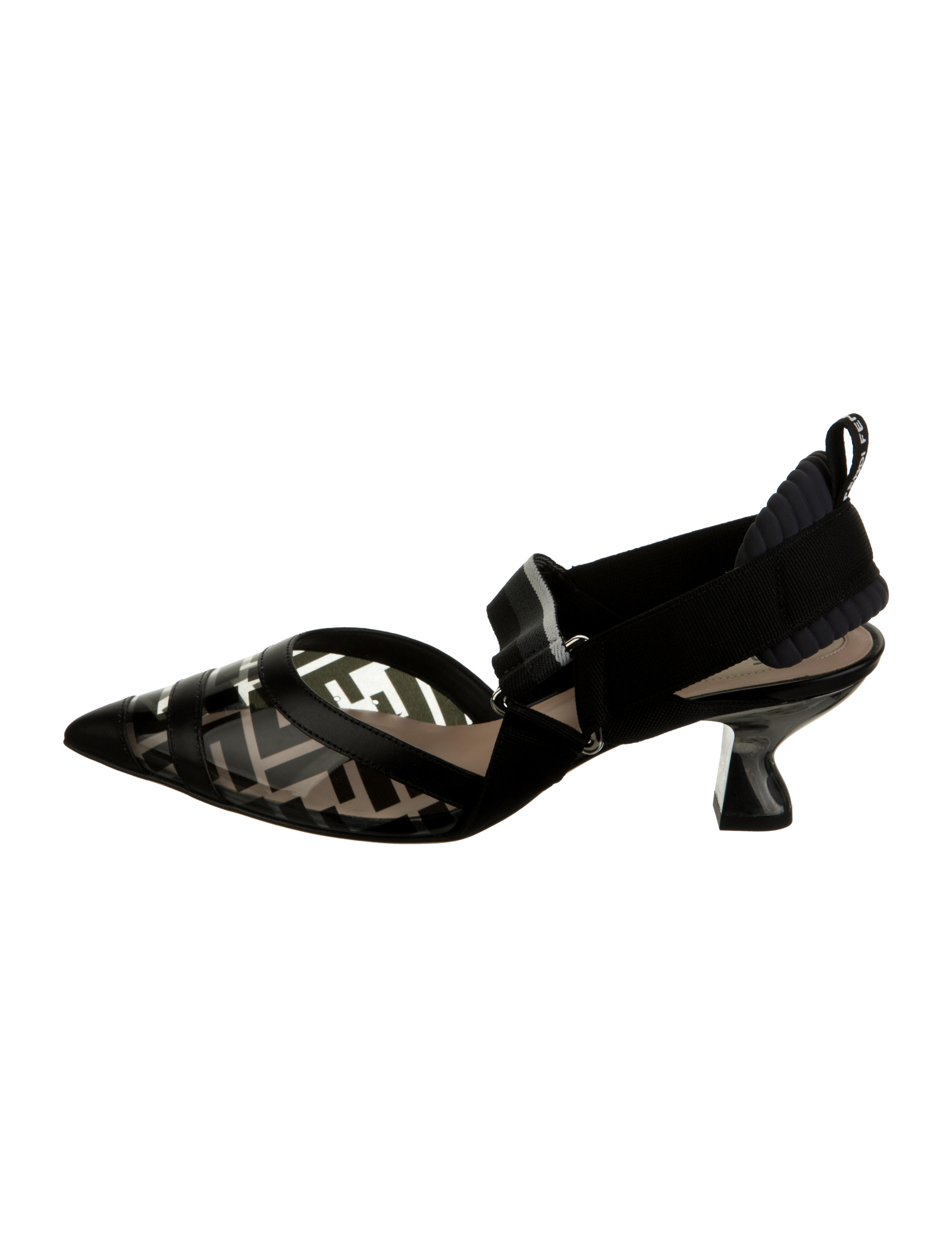Fendi Colibri Slingback Pumps Zucca FF Logo Slingback Pumps - Black ...
