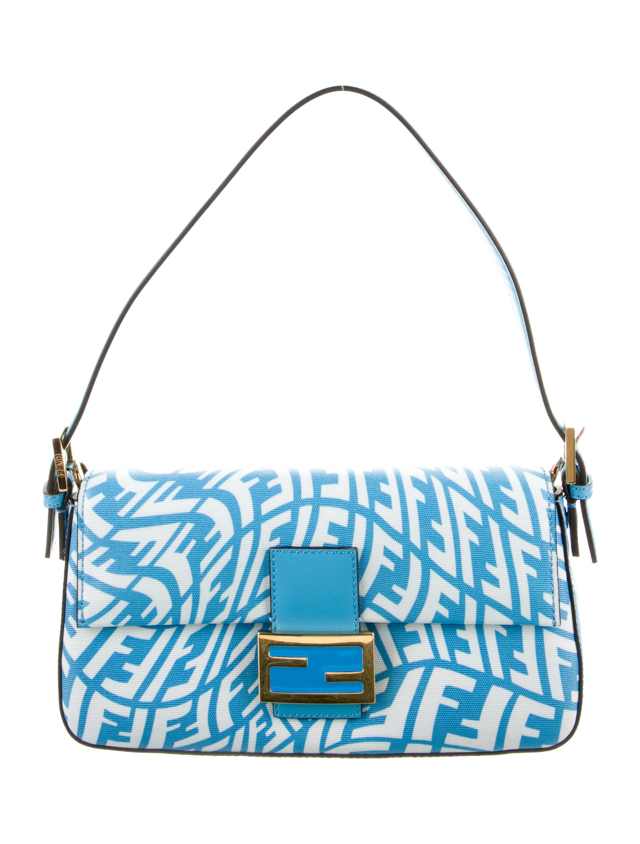 Fendi x Sarah Coleman FF Vertigo Baguette 1997 - Blue Shoulder Bags ...
