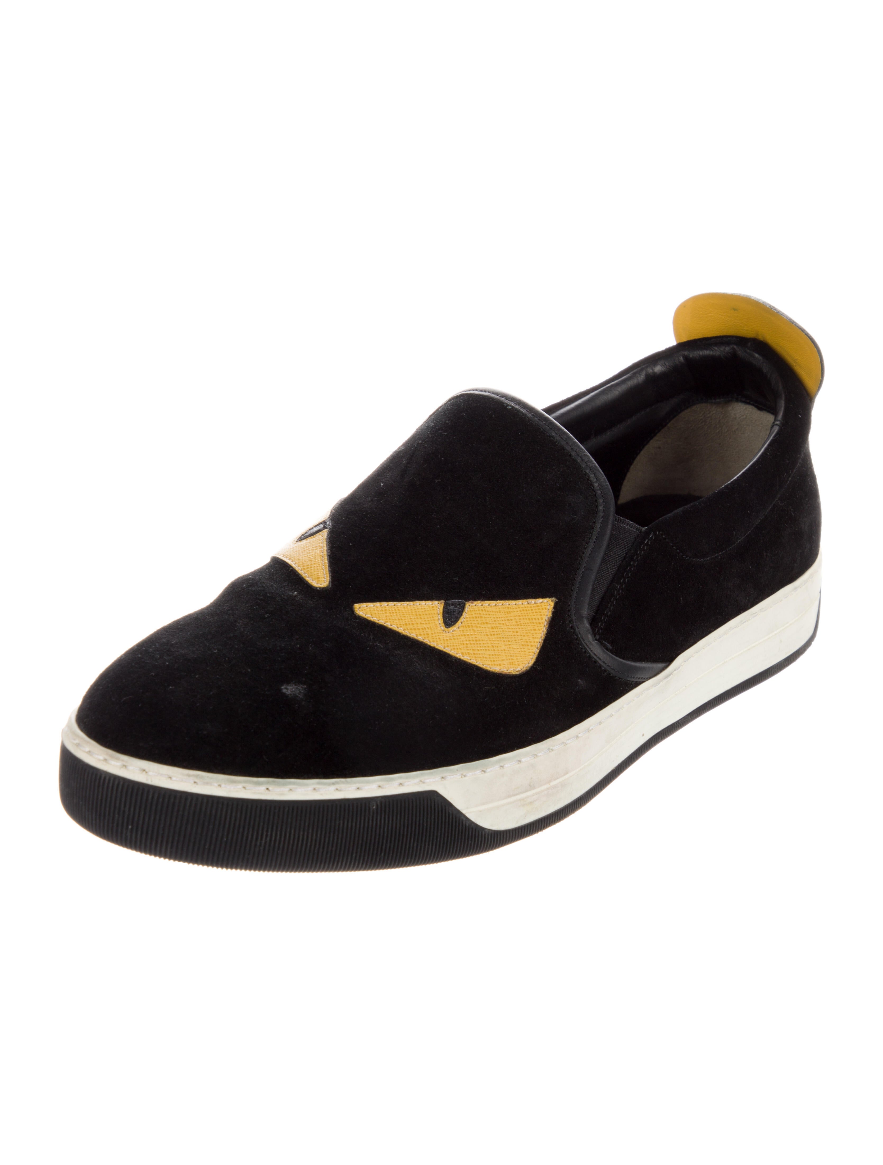 Fendi Monsters Motif Suede Sneakers - Black Sneakers, Shoes - FEN259604 ...