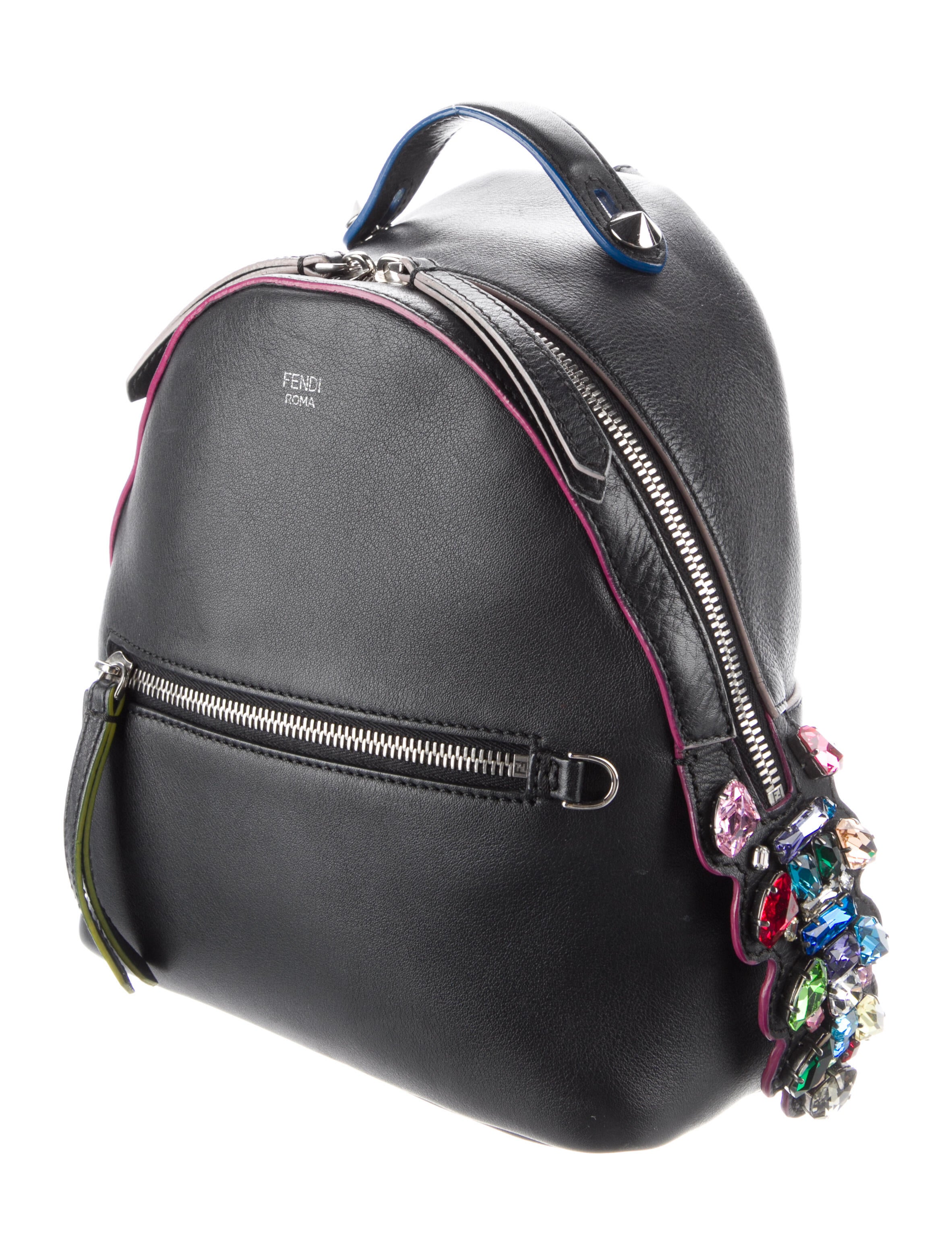 Fendi 2015 Monster Mini Shearling Backpack - Black Backpacks, Handbags ...