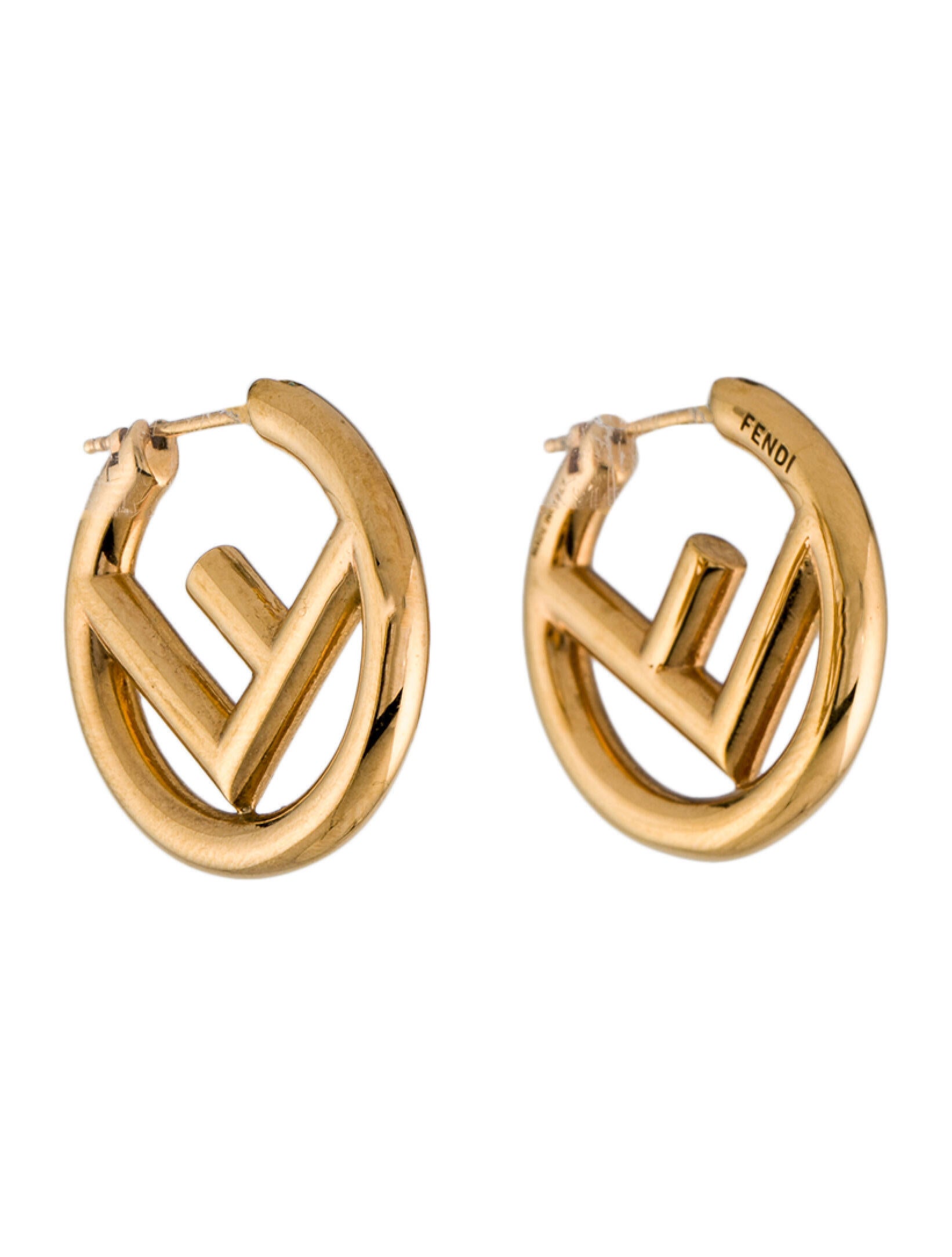 Fendi F Is Fendi Hoop Earrings - Gold-Tone Metal Hoop, Earrings ...