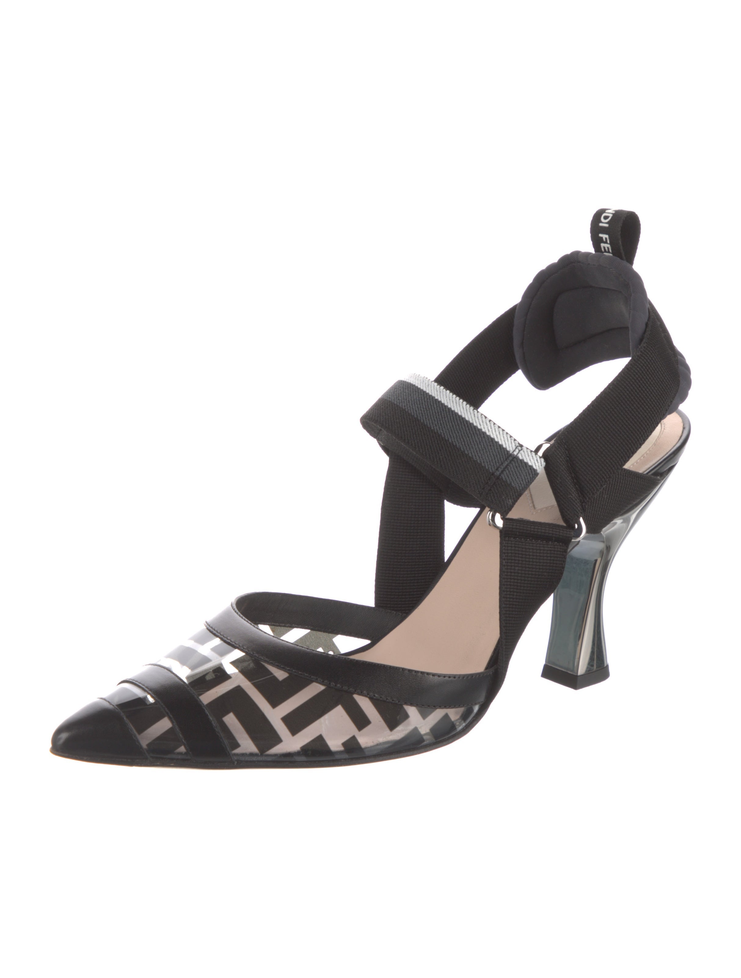 Fendi Zucca FF Logo PVC Slingback Pumps - Black Pumps, Shoes ...