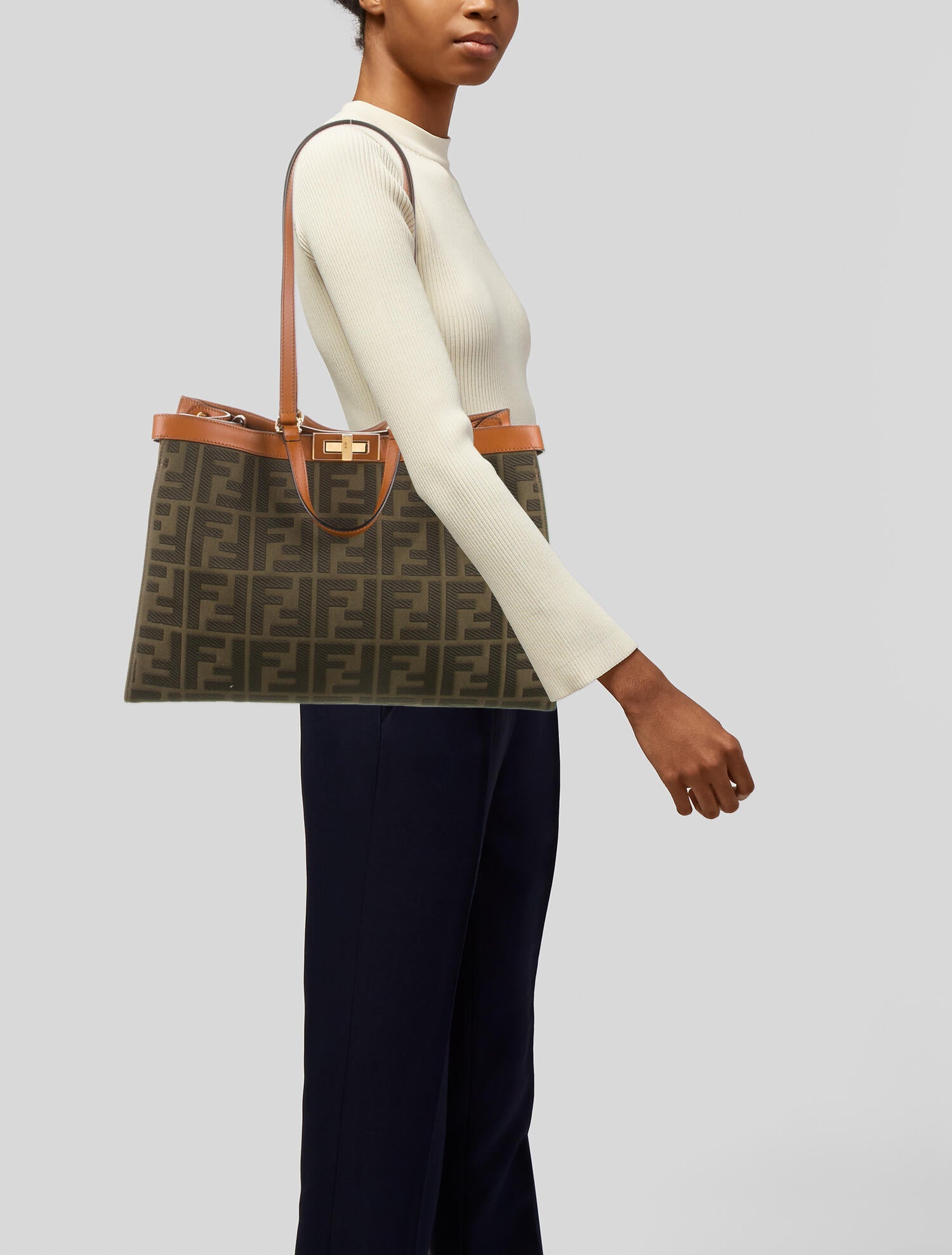 Fendi FF Peekaboo X-Lite Tote - Green Totes, Handbags - FEN262376 | The ...