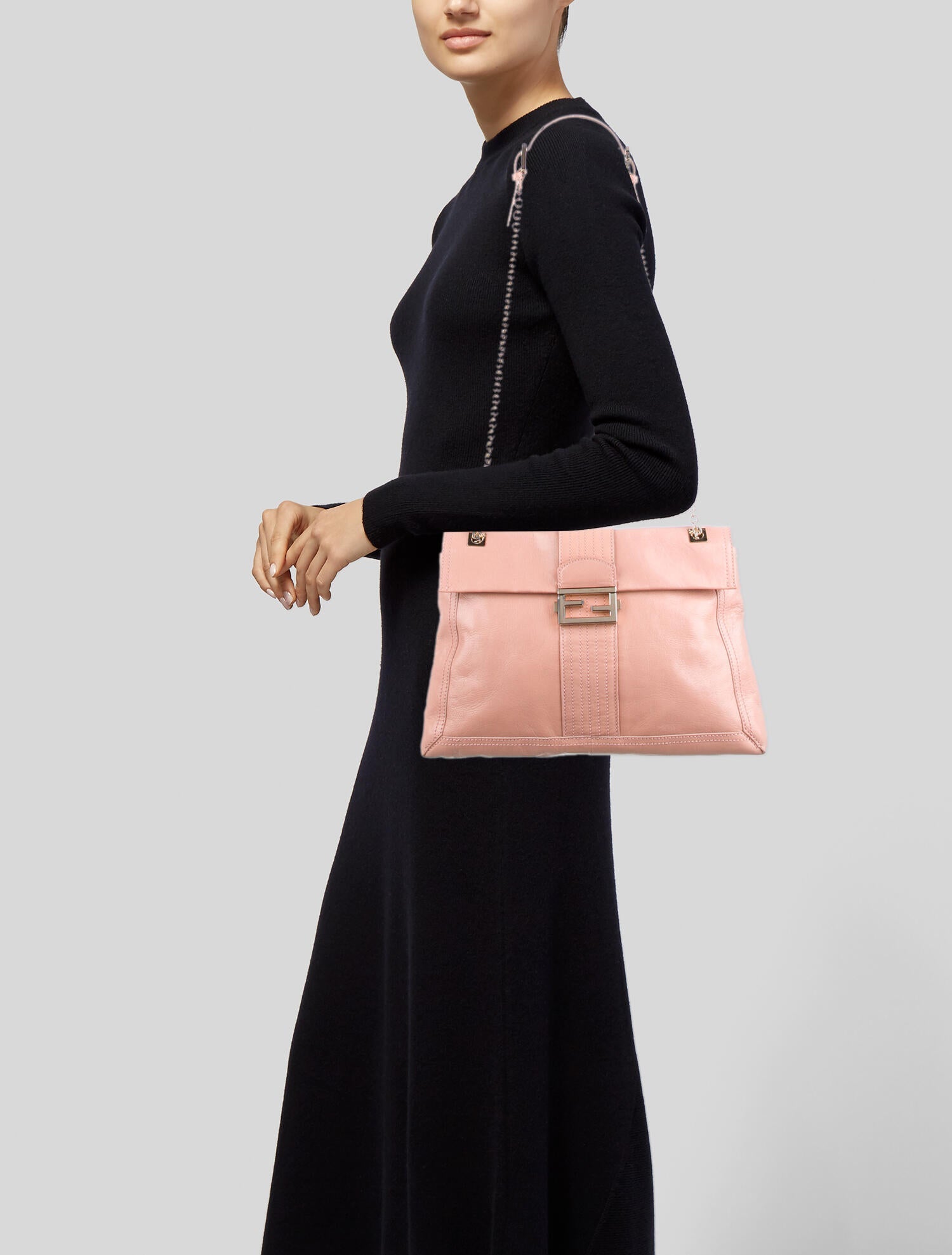 Fendi Maxi Baguette Flap Bag - Pink Shoulder Bags, Handbags - FEN263199 ...