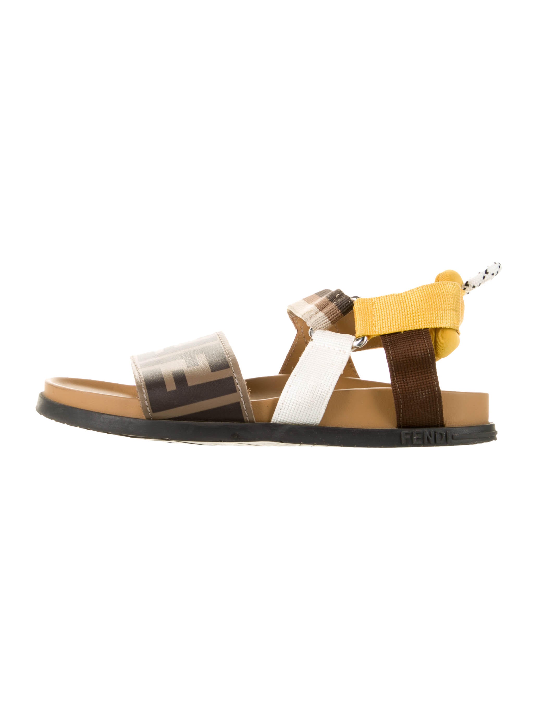 Fendi Girls' Leather Zucca FF Logo Sandals - Brown Sizes 7-16, Girls ...