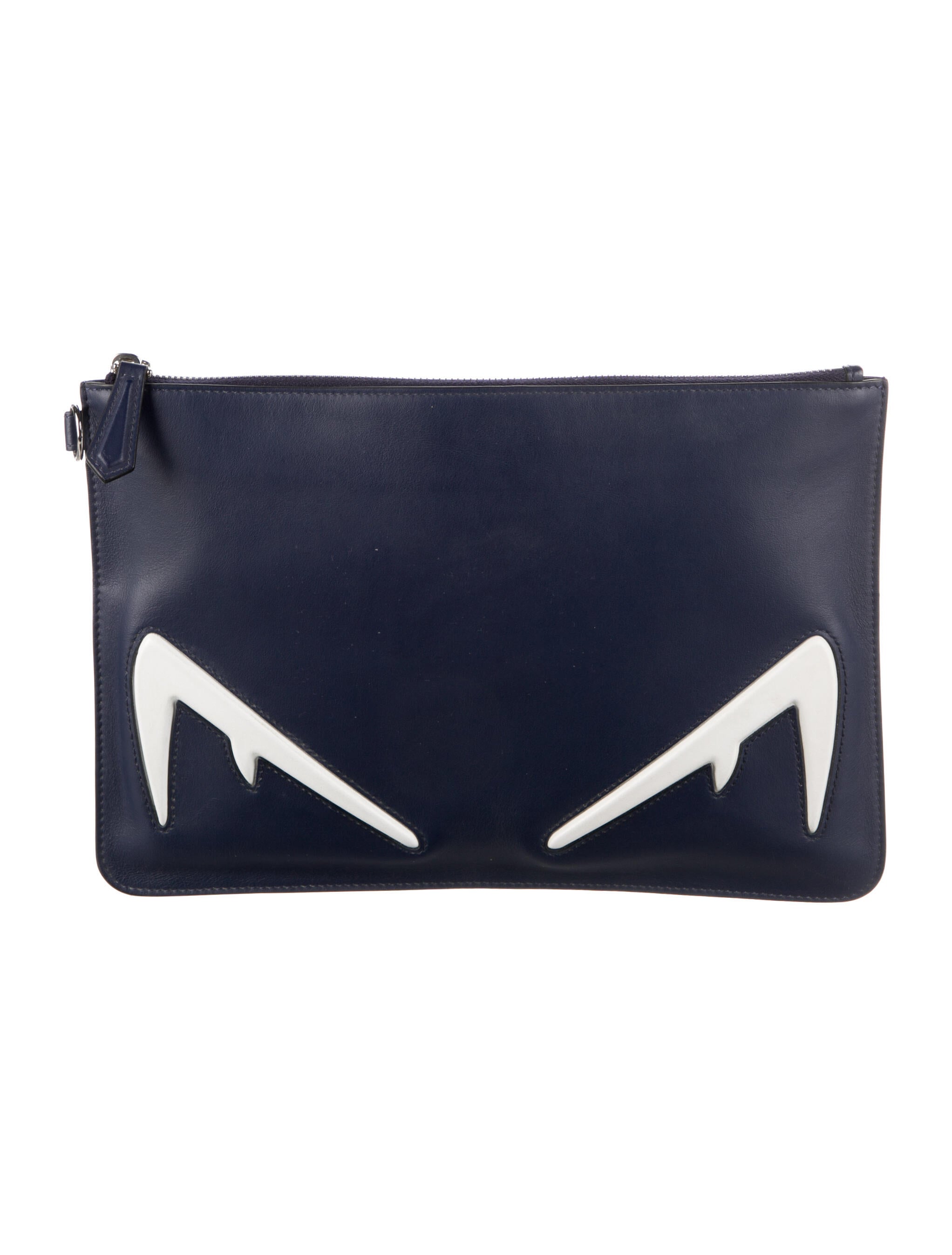Fendi Leather Monster Pouch - Blue Portfolios & Pouches, Bags ...
