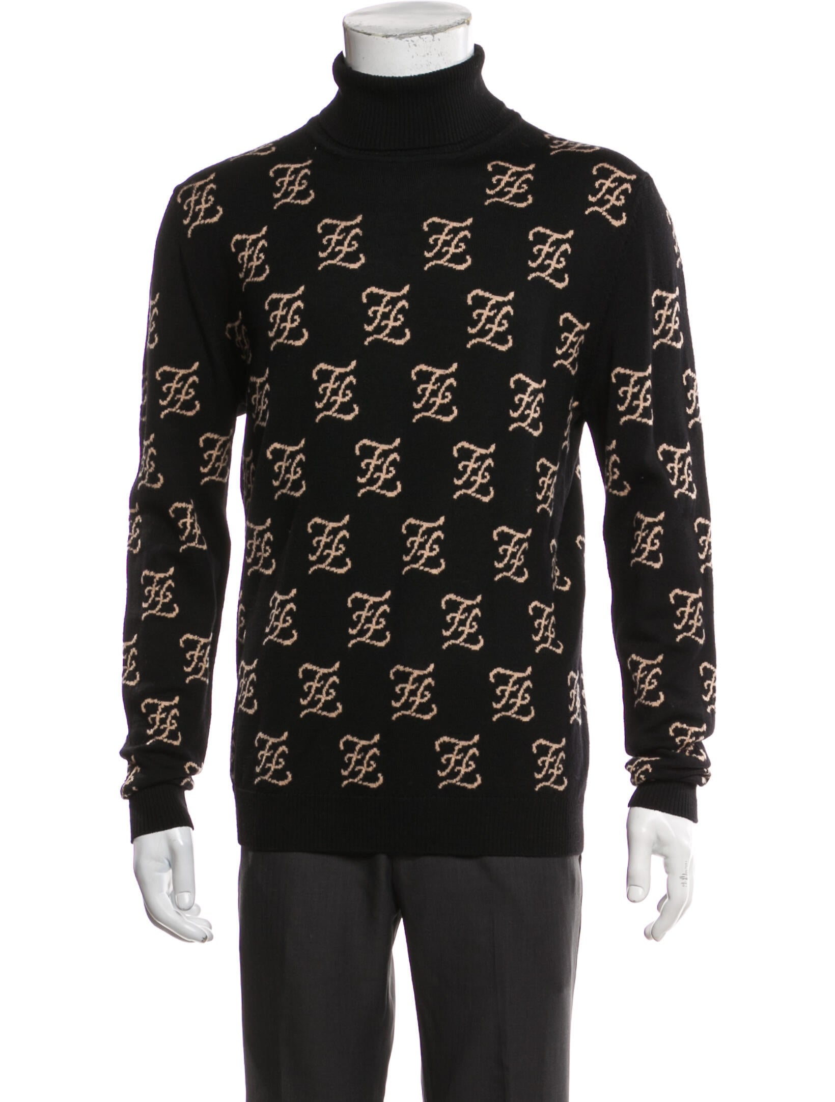 Fendi Printed Turtleneck Pullover - Black Sweaters, Clothing ...