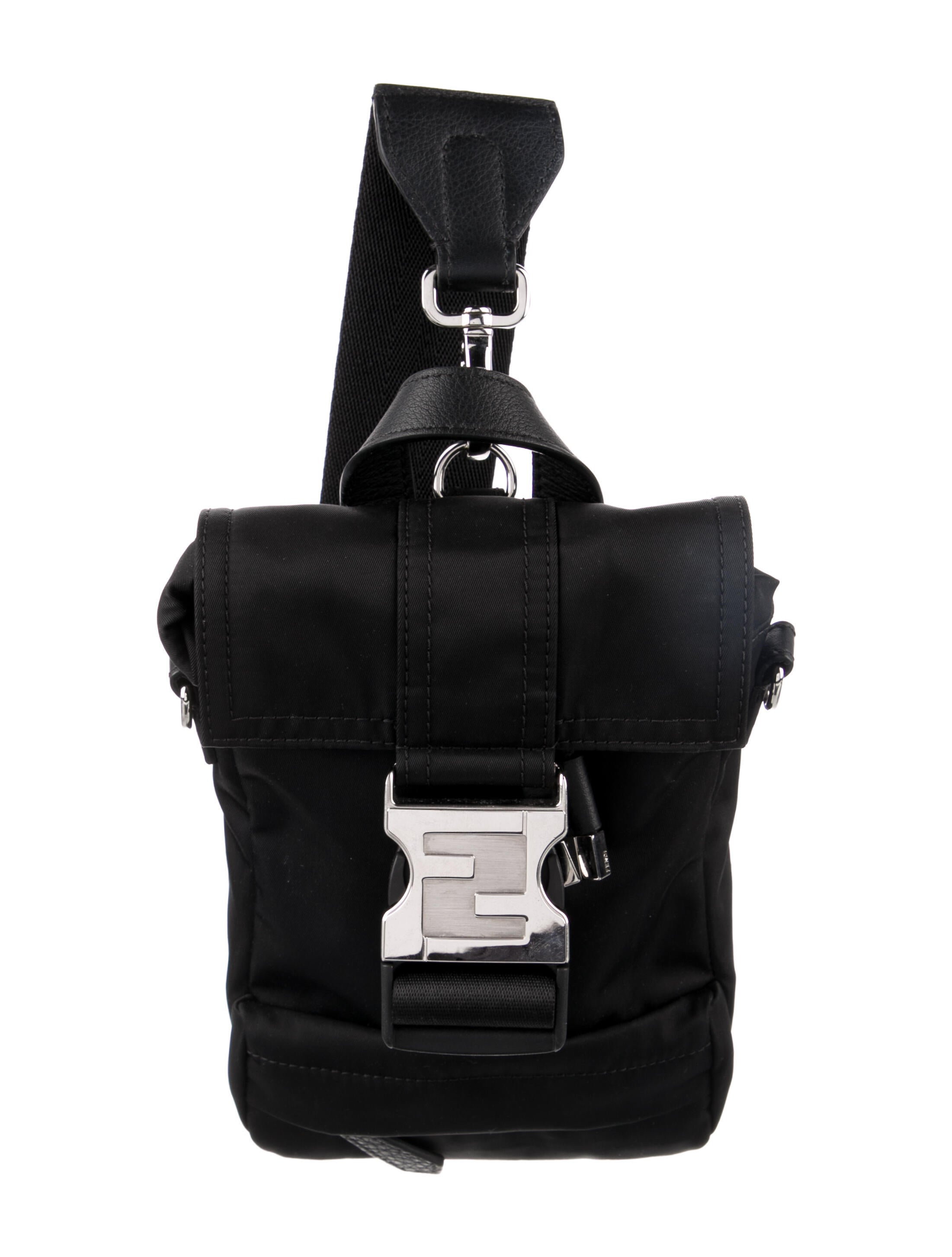 Fendi Leather-Trimmed Nylon Monster Backpack - Black Backpacks, Bags ...