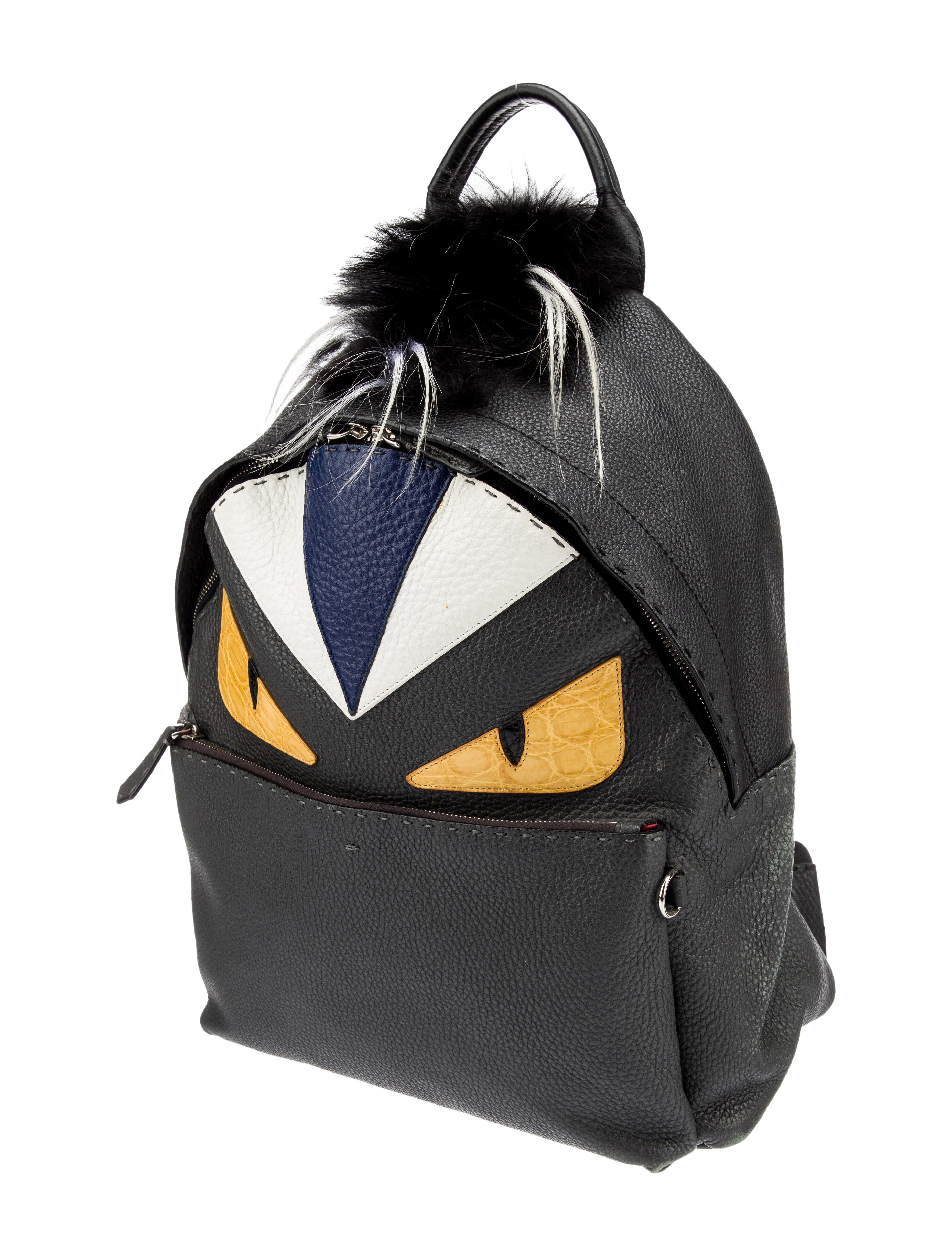 Fendi Fur-Trimmed Selleria Monster Backpack - Grey Backpacks, Bags ...