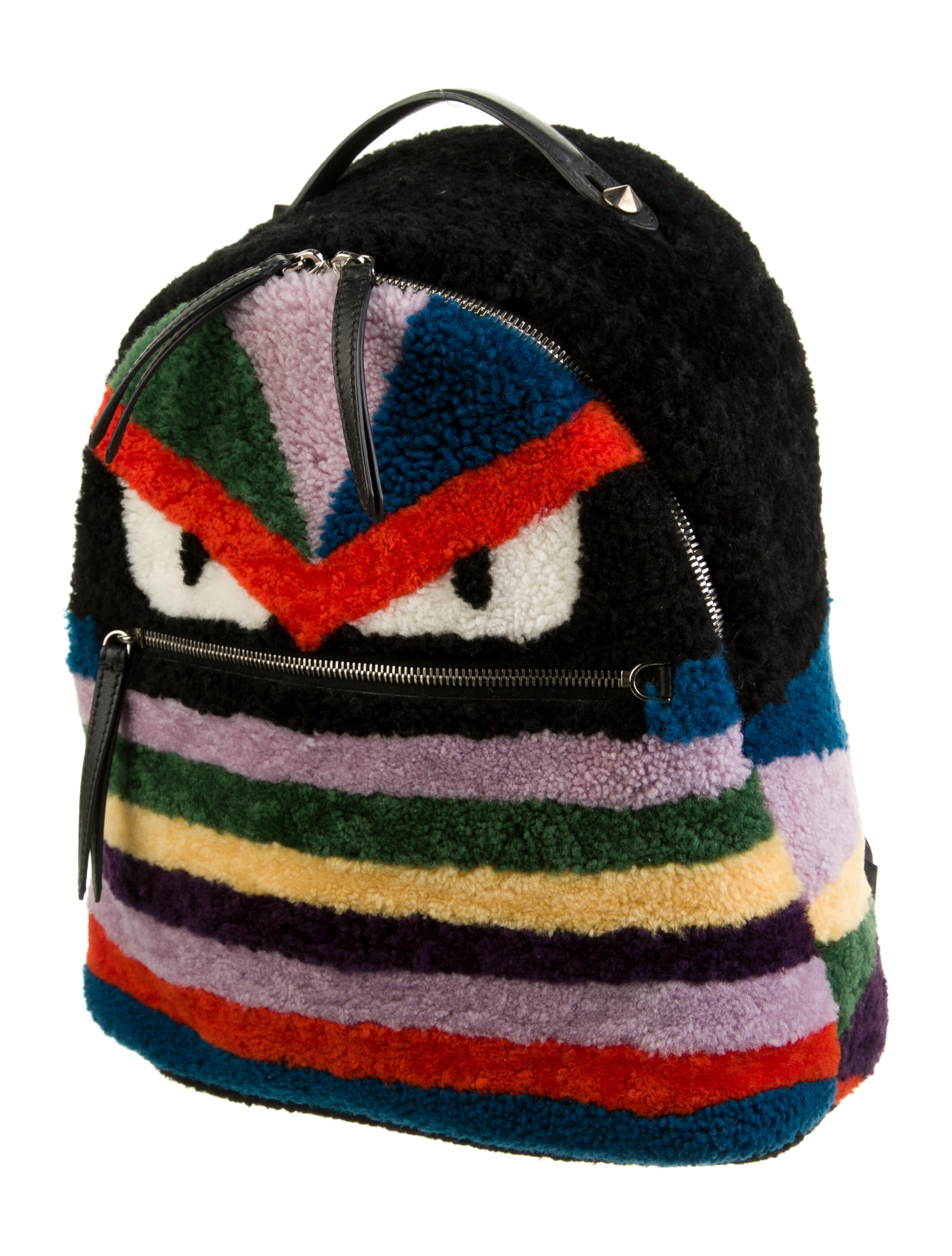Fendi Monster Shearling Backpack - Black Backpacks, Handbags ...
