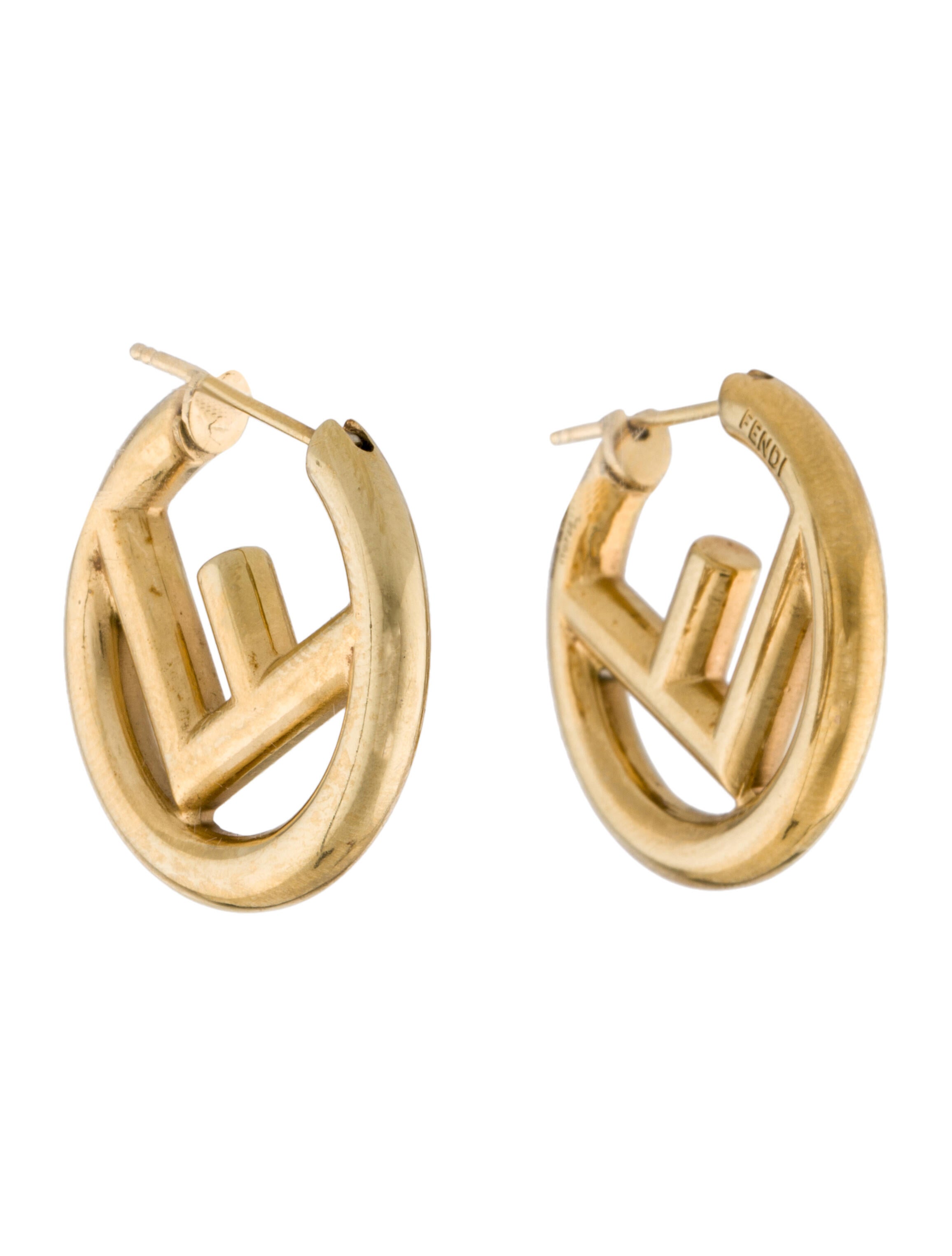 Fendi F Is Fendi Hoop Earrings - Gold-Tone Metal Hoop, Earrings ...