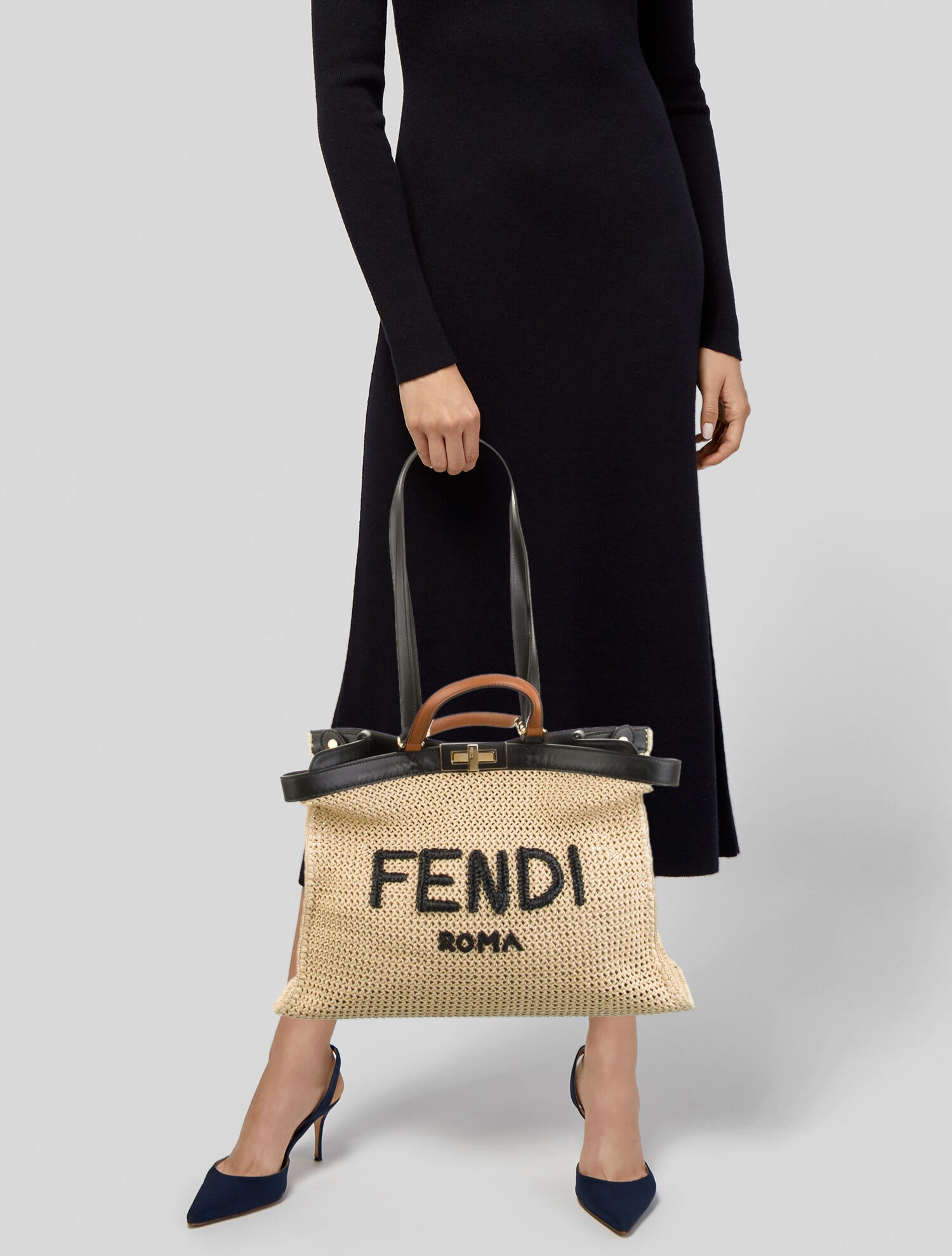 Fendi Raffia Macrame Large Peekaboo X-Tote - Neutrals Totes, Handbags ...