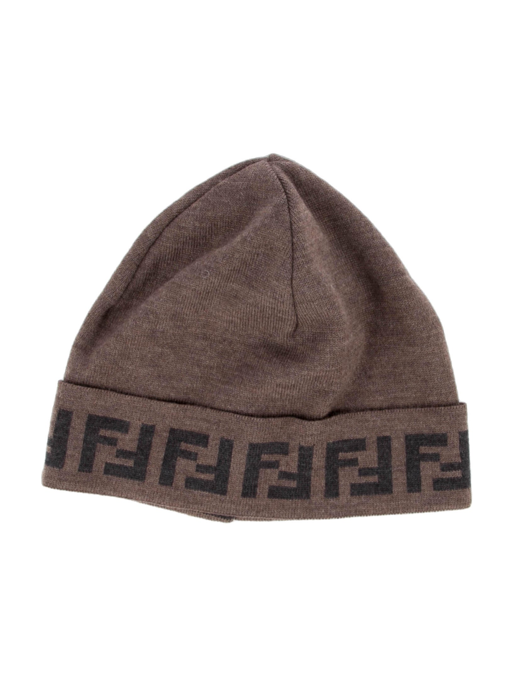 Fendi Logo Beanie w/ Tags - Brown Hats, Accessories - FEN272746 | The ...