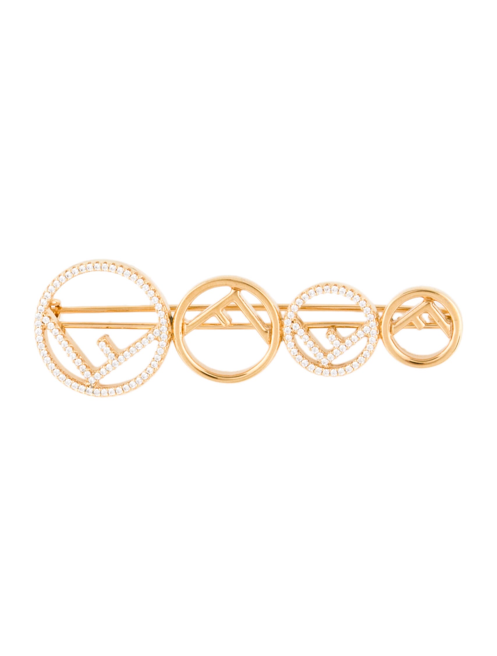 Fendi F is Fendi Graduated Crystal Circles Brooch - Clear, Gold-Tone ...