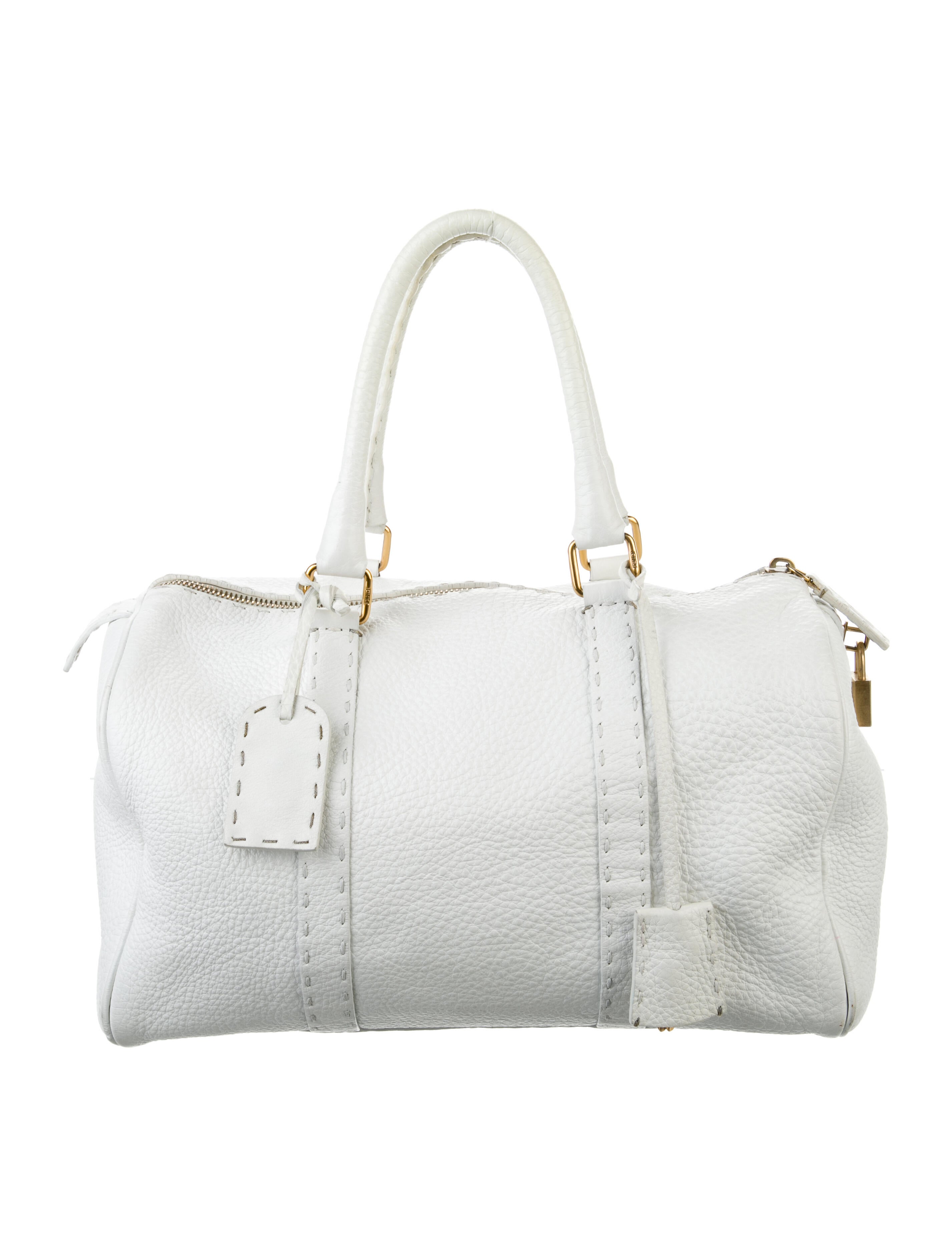 Fendi Selleria Boston Bag - White Handle Bags, Handbags - FEN275600 ...