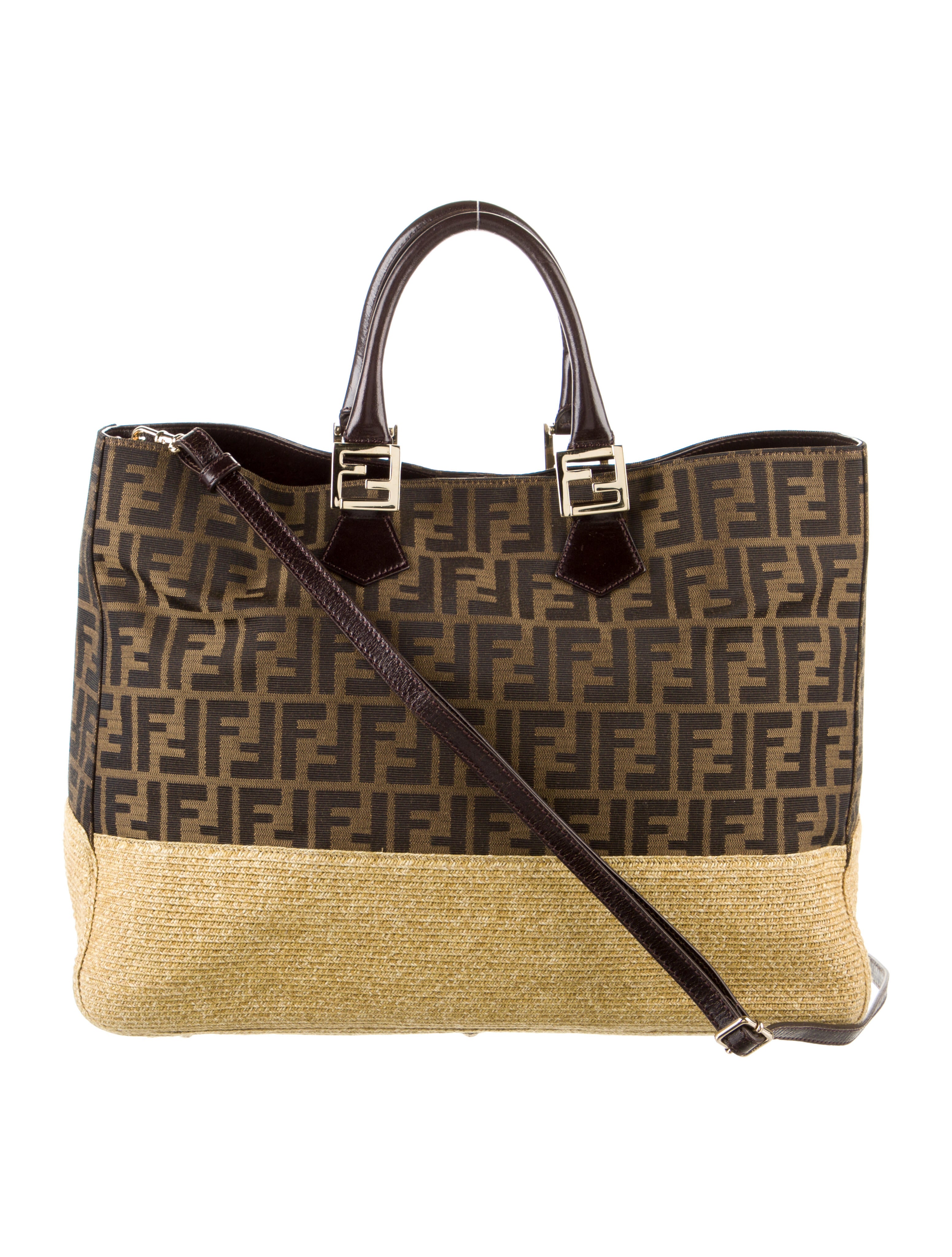 Fendi Zucca Raffia Large Twins Tote - Brown Totes, Handbags - FEN277498 ...