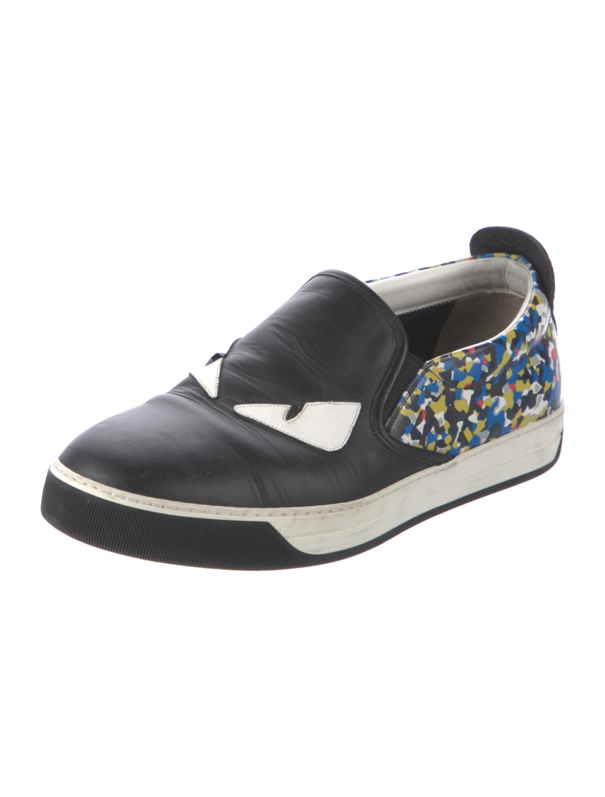 Fendi Monsters Motif Leather Sneakers - Black Sneakers, Shoes ...