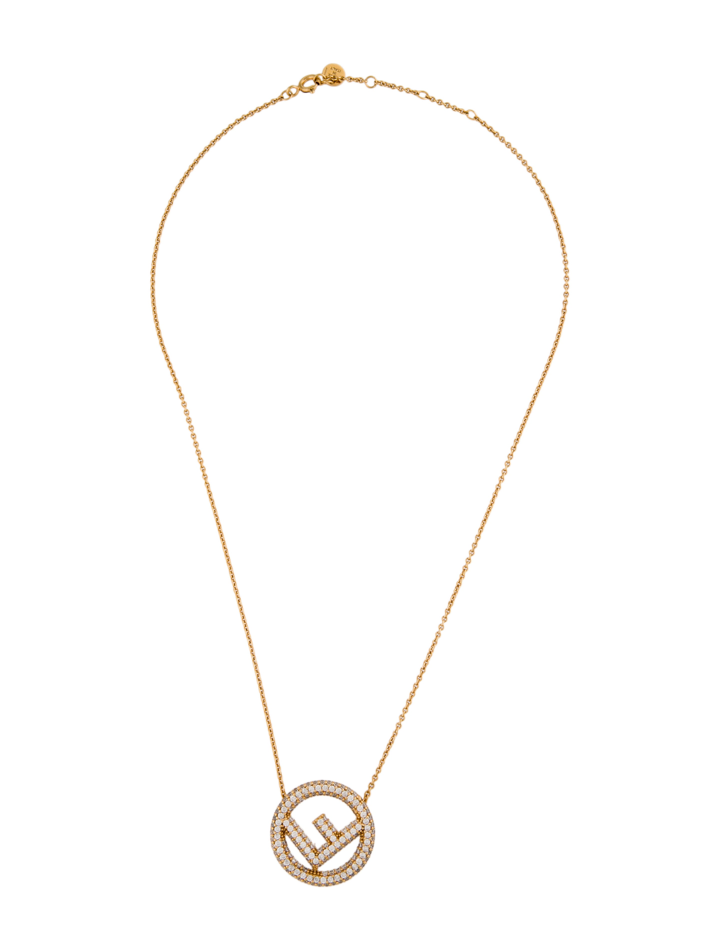 Fendi F Is Fendi Pendant Necklace - Gold-Tone Metal Pendant Necklace ...