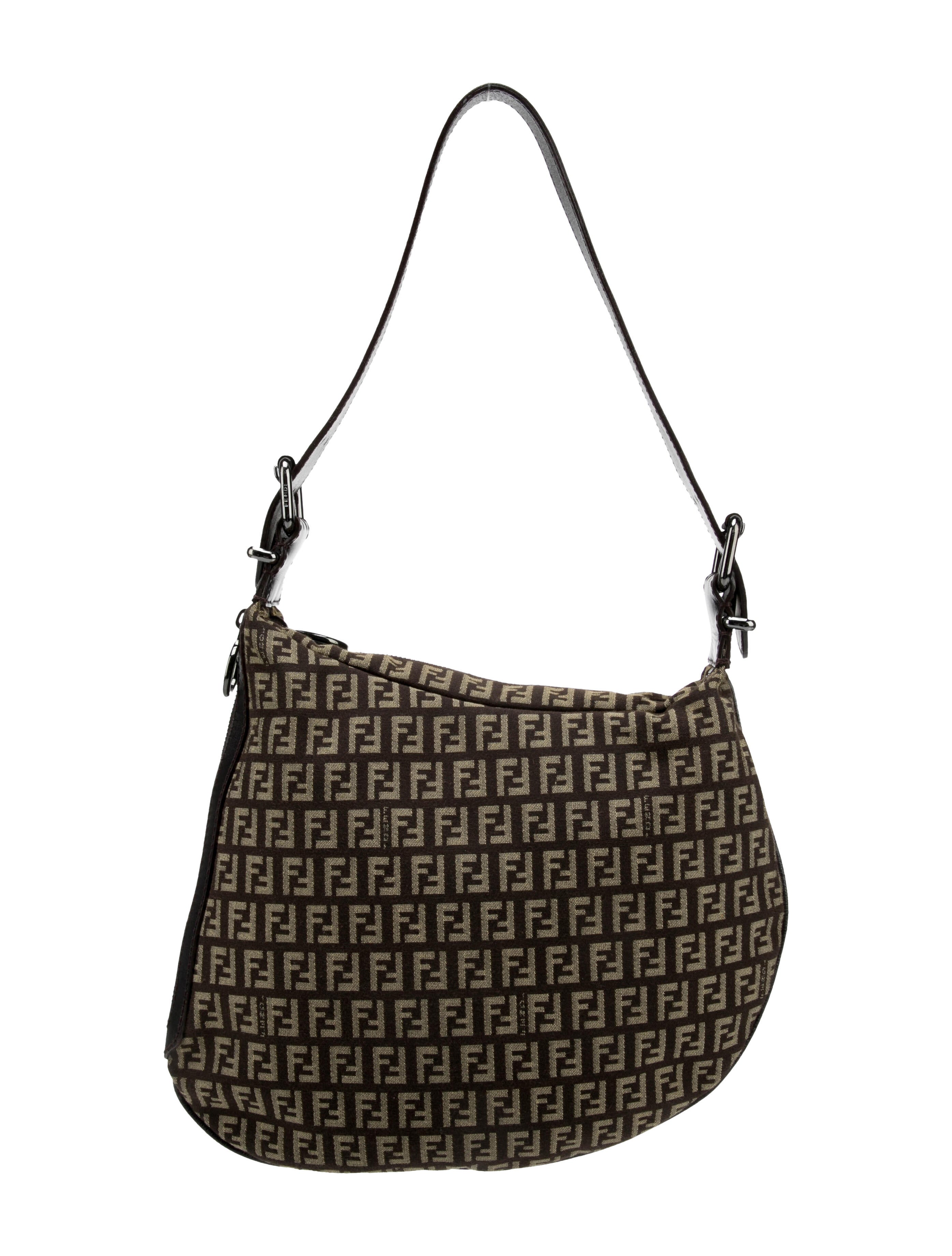 Fendi Zucchino Oyster Bag - Brown Shoulder Bags, Handbags - FEN281386 ...