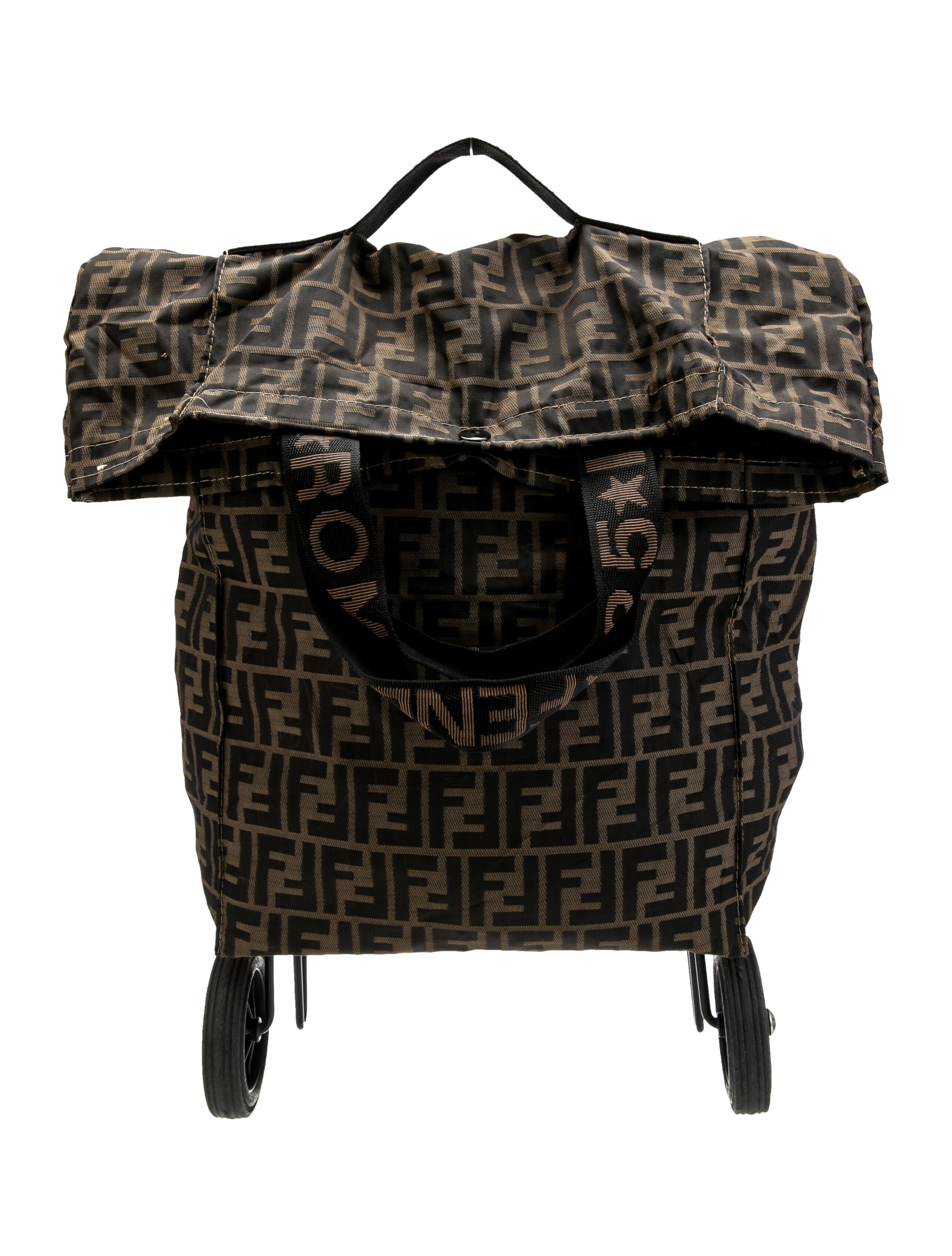 Fendi Vintage Jacquard Rolling Trolley Bag - Brown Weekenders, Bags ...