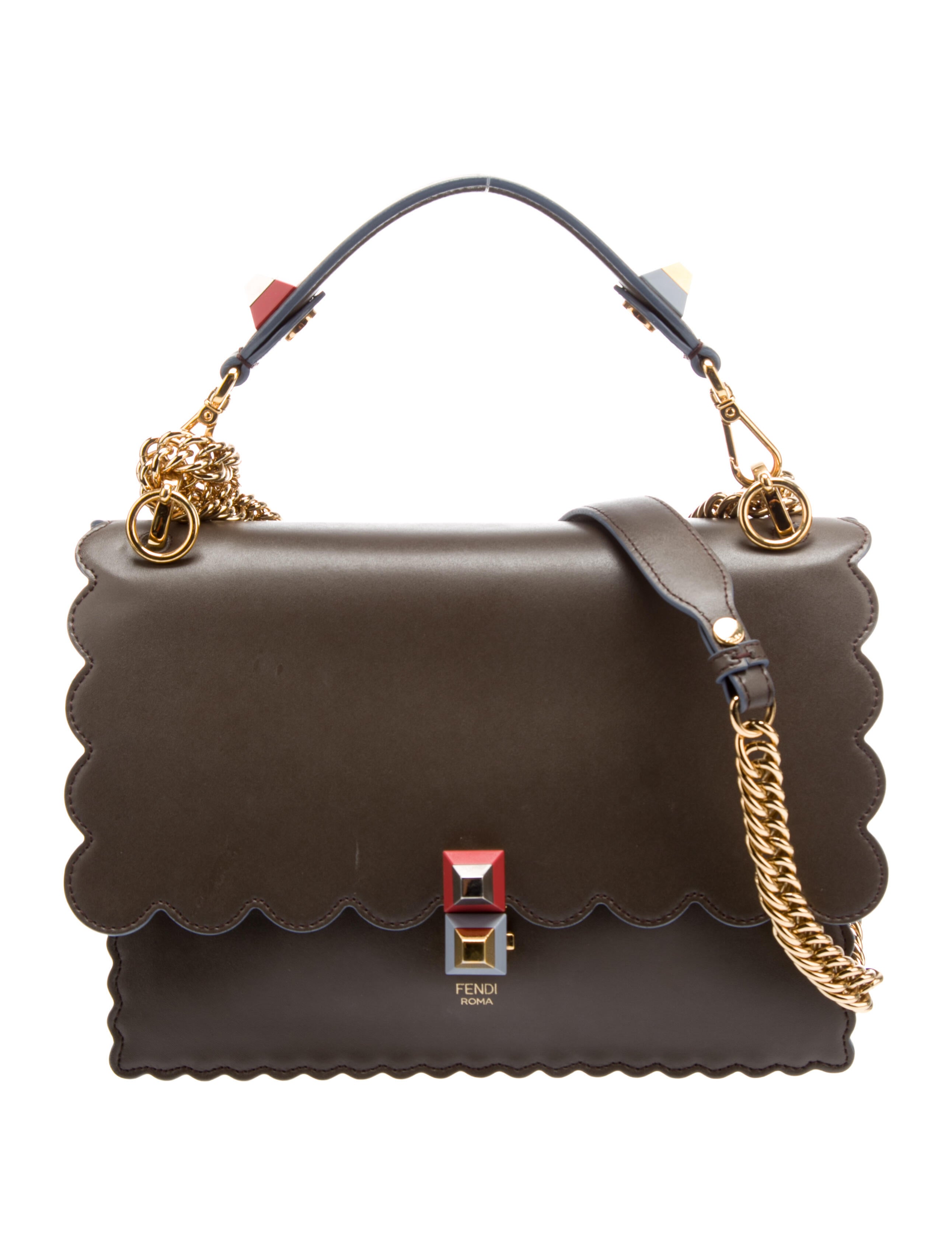 Fendi Small Scalloped Kan I Shoulder Bag - Grey Crossbody Bags ...