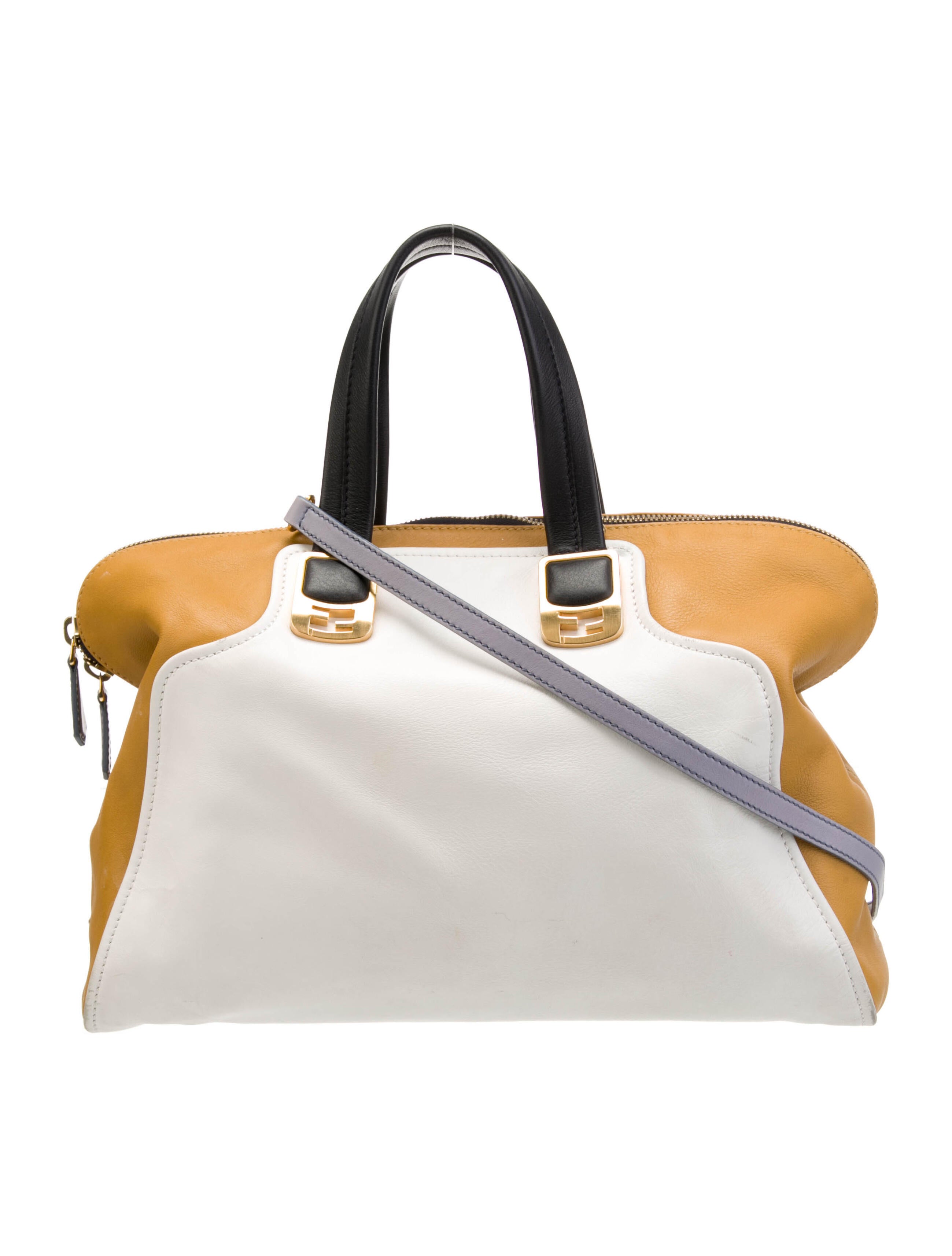 Fendi Large Chameleon Tote w/ Strap - White Handle Bags, Handbags ...