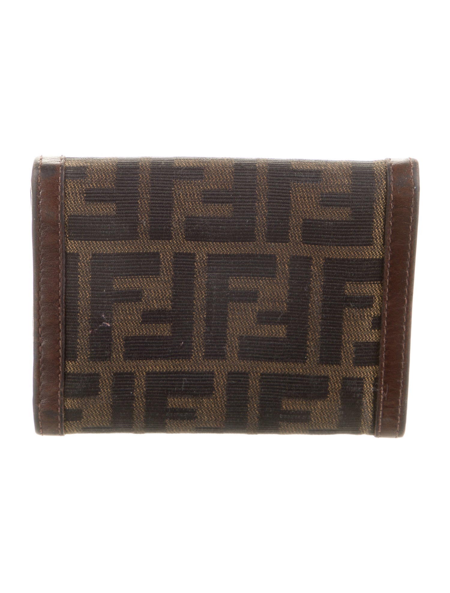 Fendi Zucca FF Logo Canvas Compact Wallet - Brown Wallets, Accessories ...