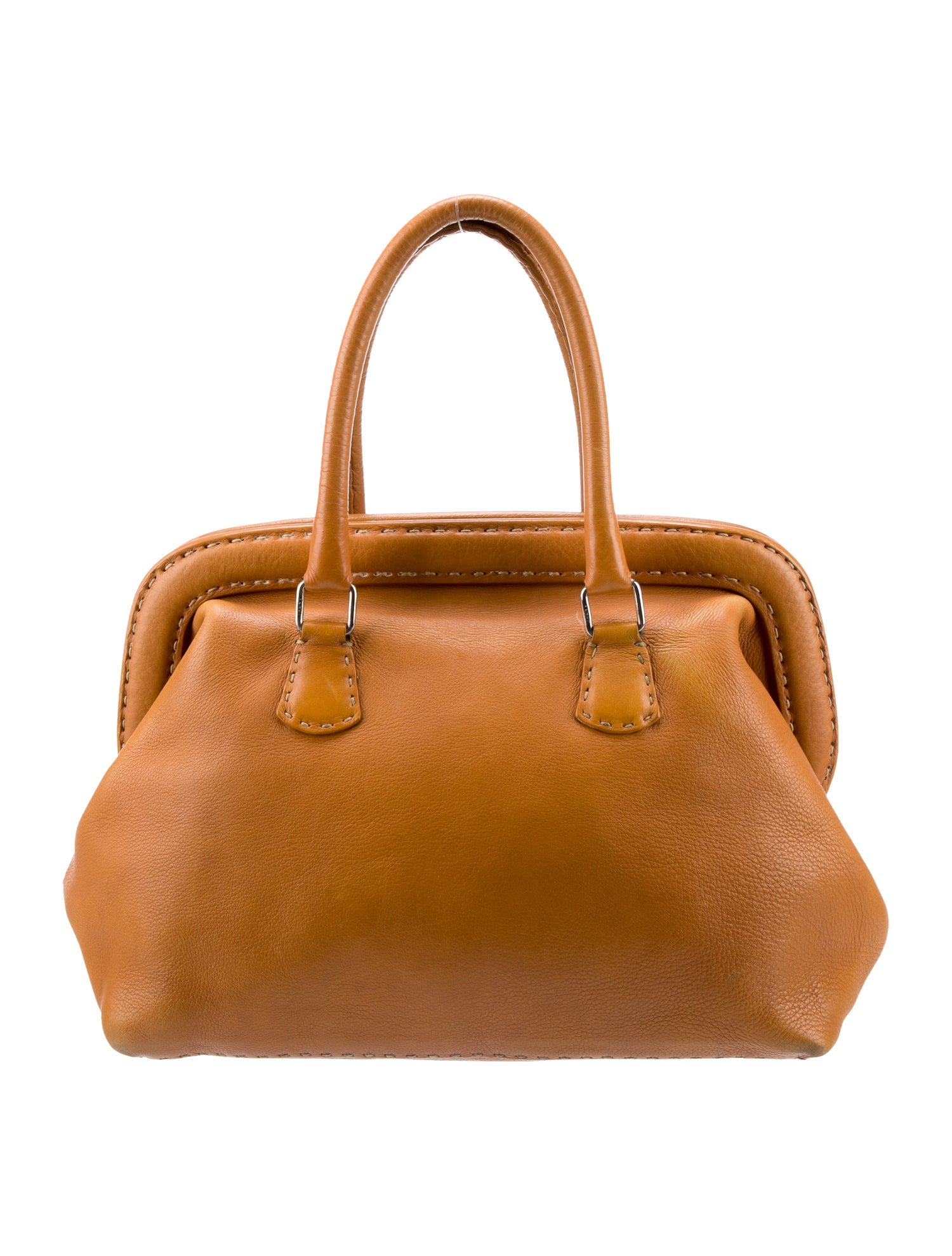 Fendi Vintage Leather Selleria Handle Bag - Orange Handle Bags ...