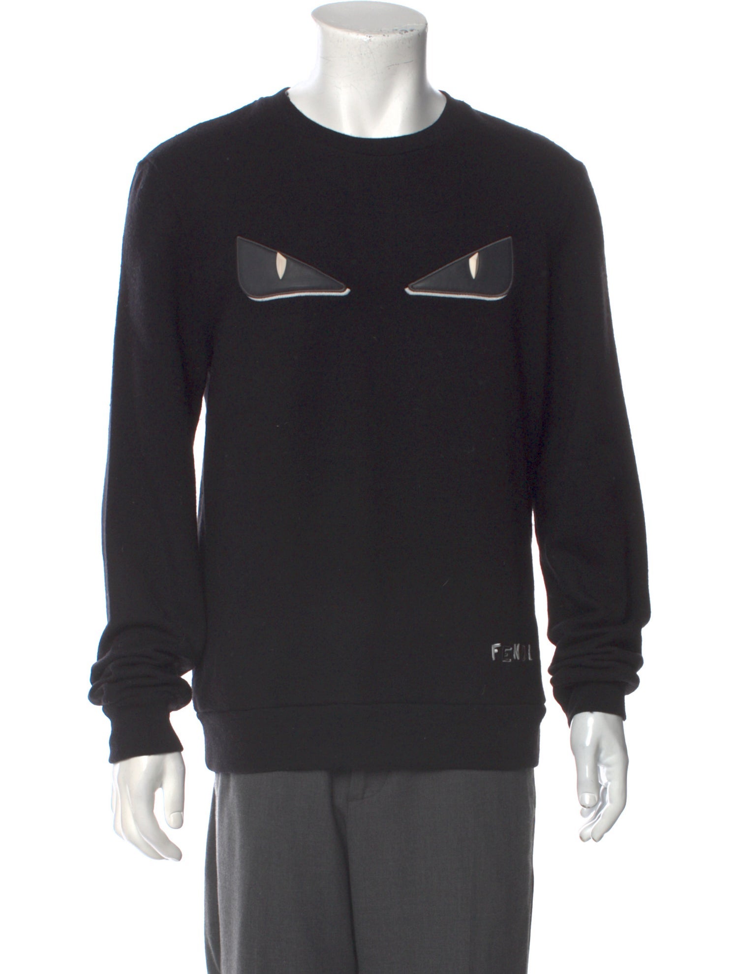 Fendi Graphic Print Crew Neck Pullover - Black Sweaters, Clothing ...