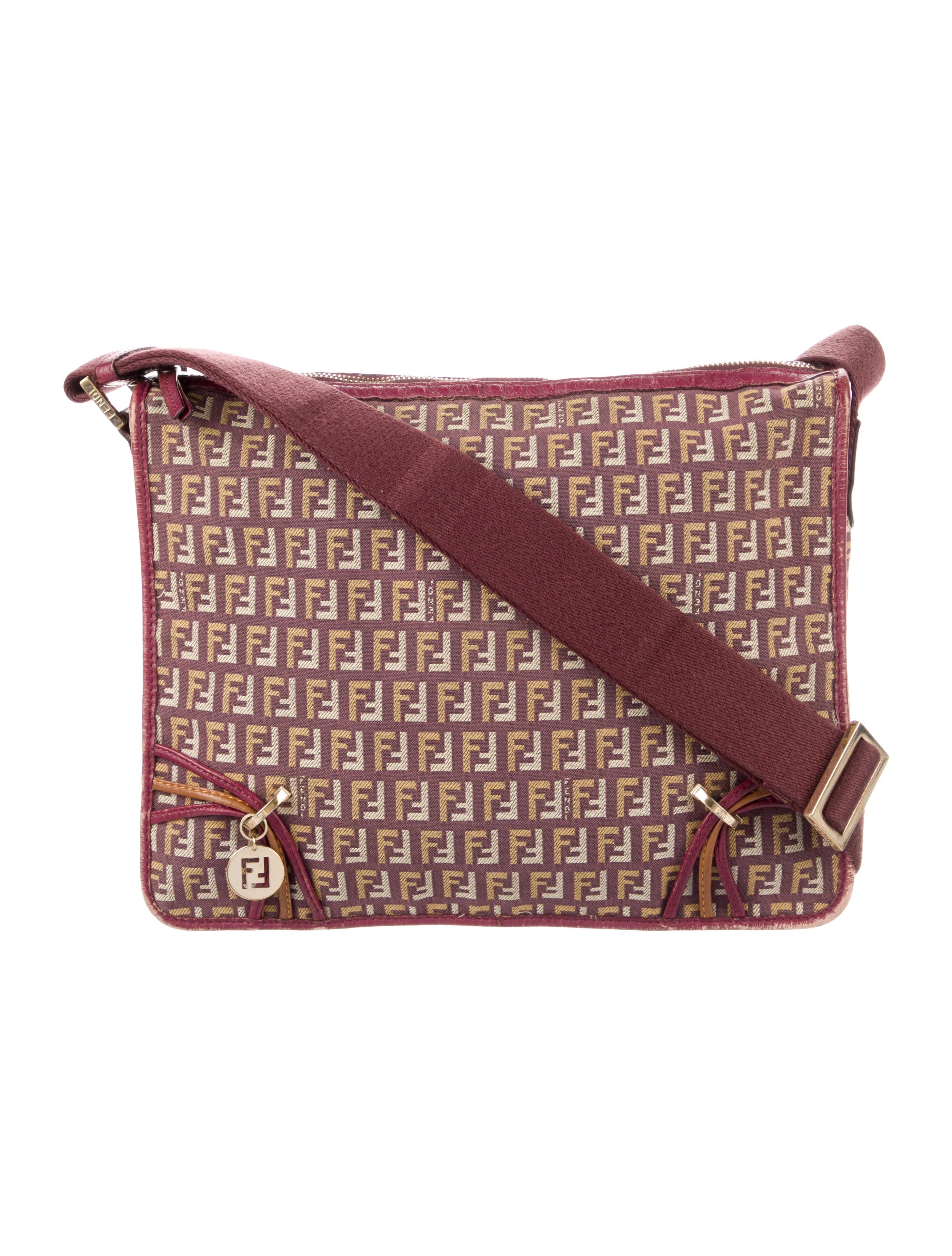 Fendi Zucca FF Shoulder Bag - Burgundy Shoulder Bags, Handbags ...