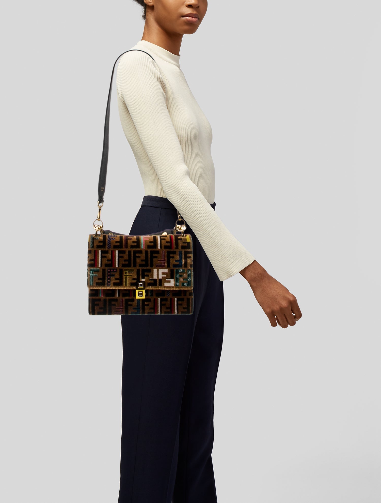 Fendi Velvet Medium Fun Fair Kan I Shoulder Bag - Brown Crossbody Bags ...