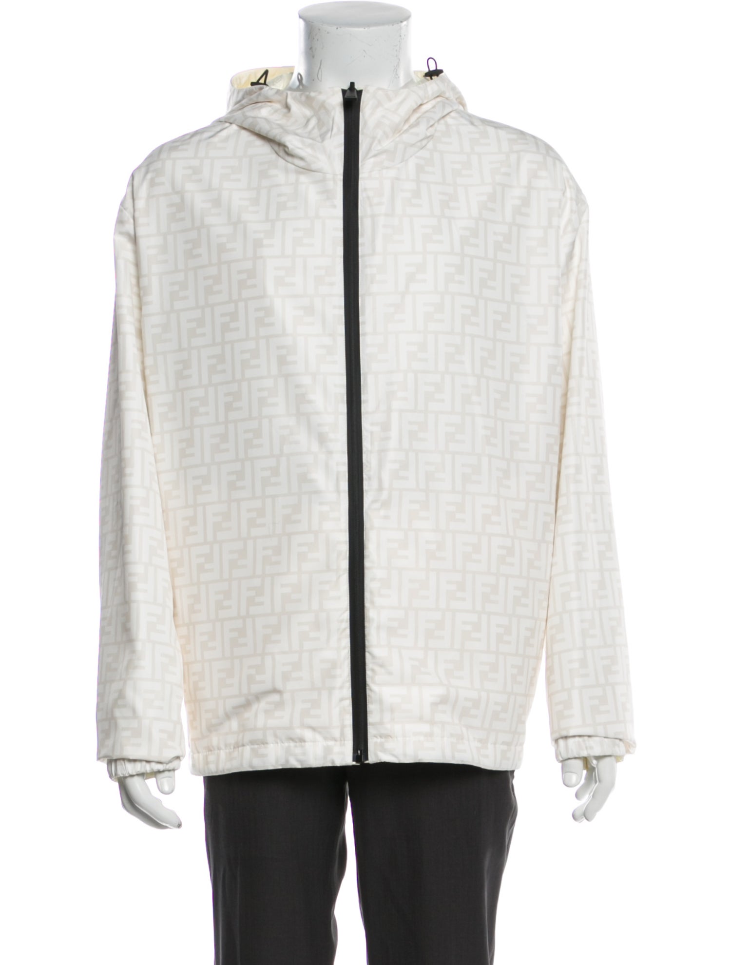 Fendi Zucca FF Logo Printed Windbreaker w/ Tags - Neutrals Outerwear ...