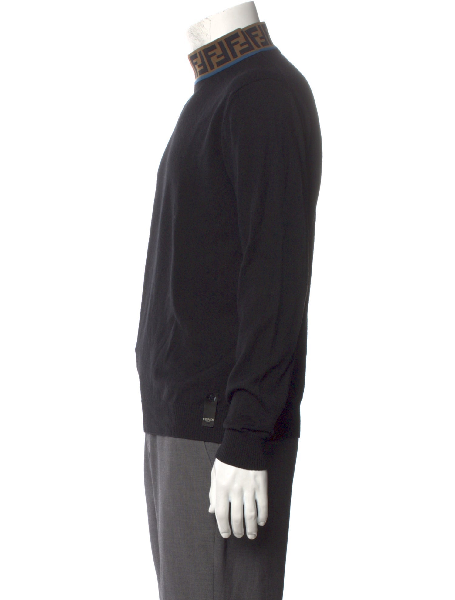 Fendi Zucca FF Logo Turtleneck Pullover - Black Sweaters, Clothing ...