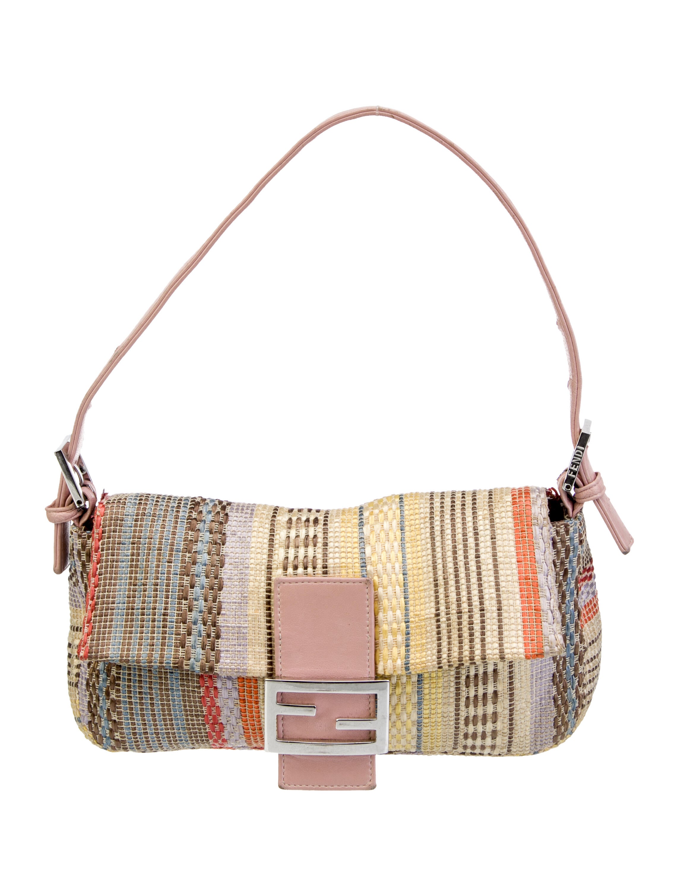 Fendi Raffia Baguette Bag - Pink Shoulder Bags, Handbags - FEN300197 ...