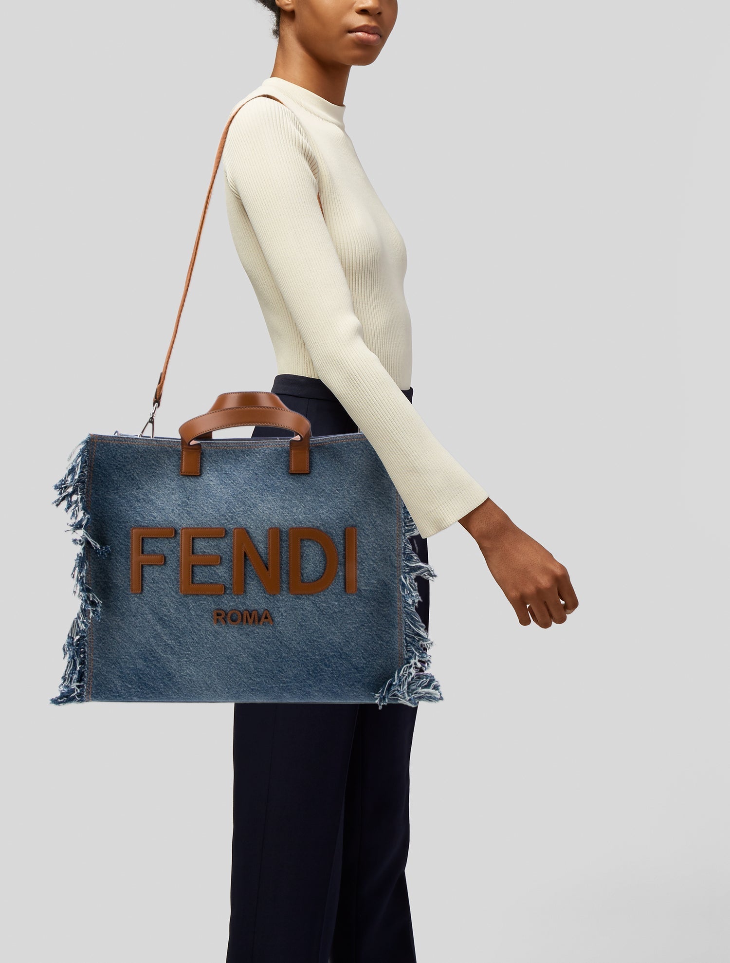 Fendi 2023 Denim Fringe Tote - Blue Totes, Bags - FEN300256 | The RealReal
