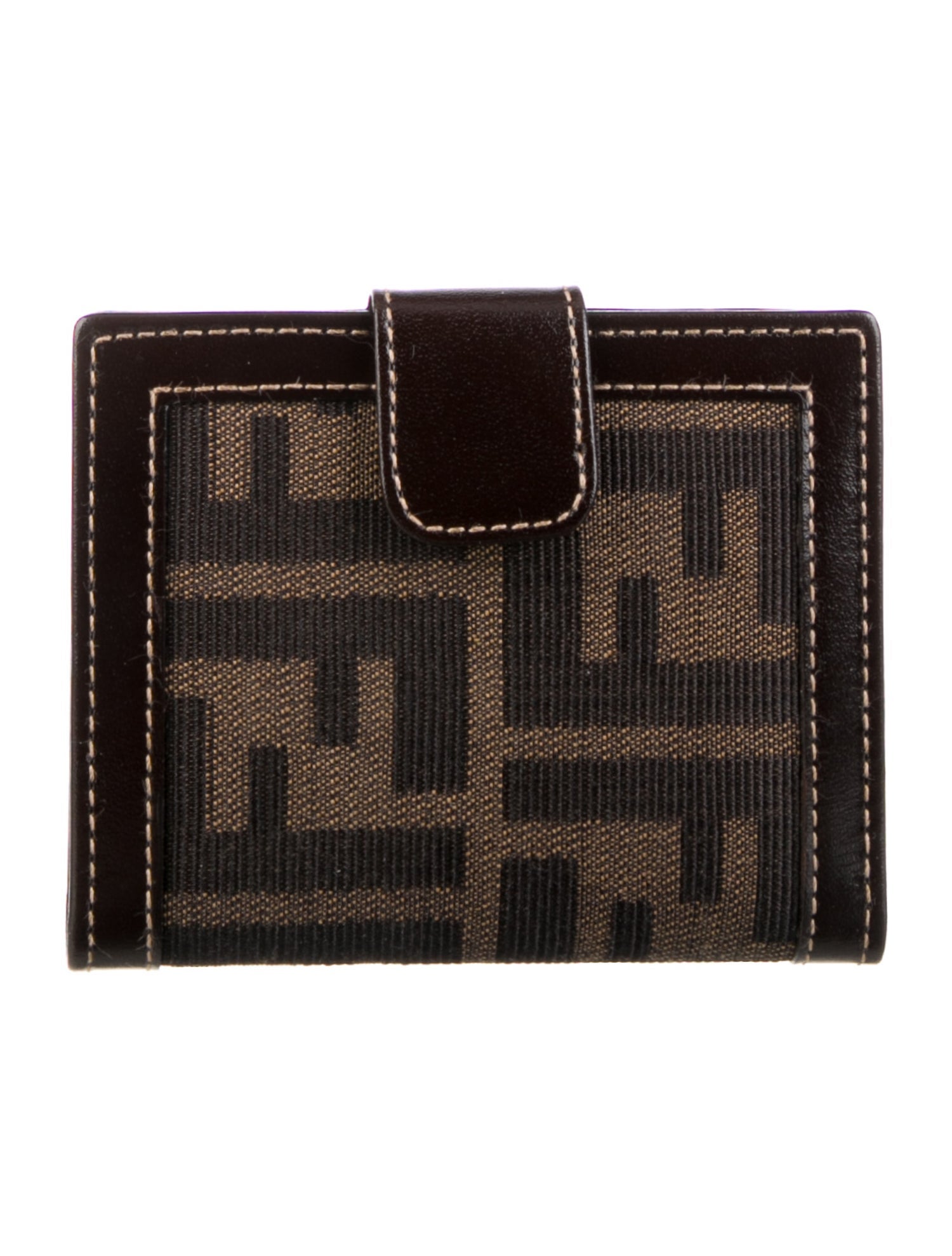 Fendi Canvas Printed Compact Wallet w/ Tags - Brown Wallets ...