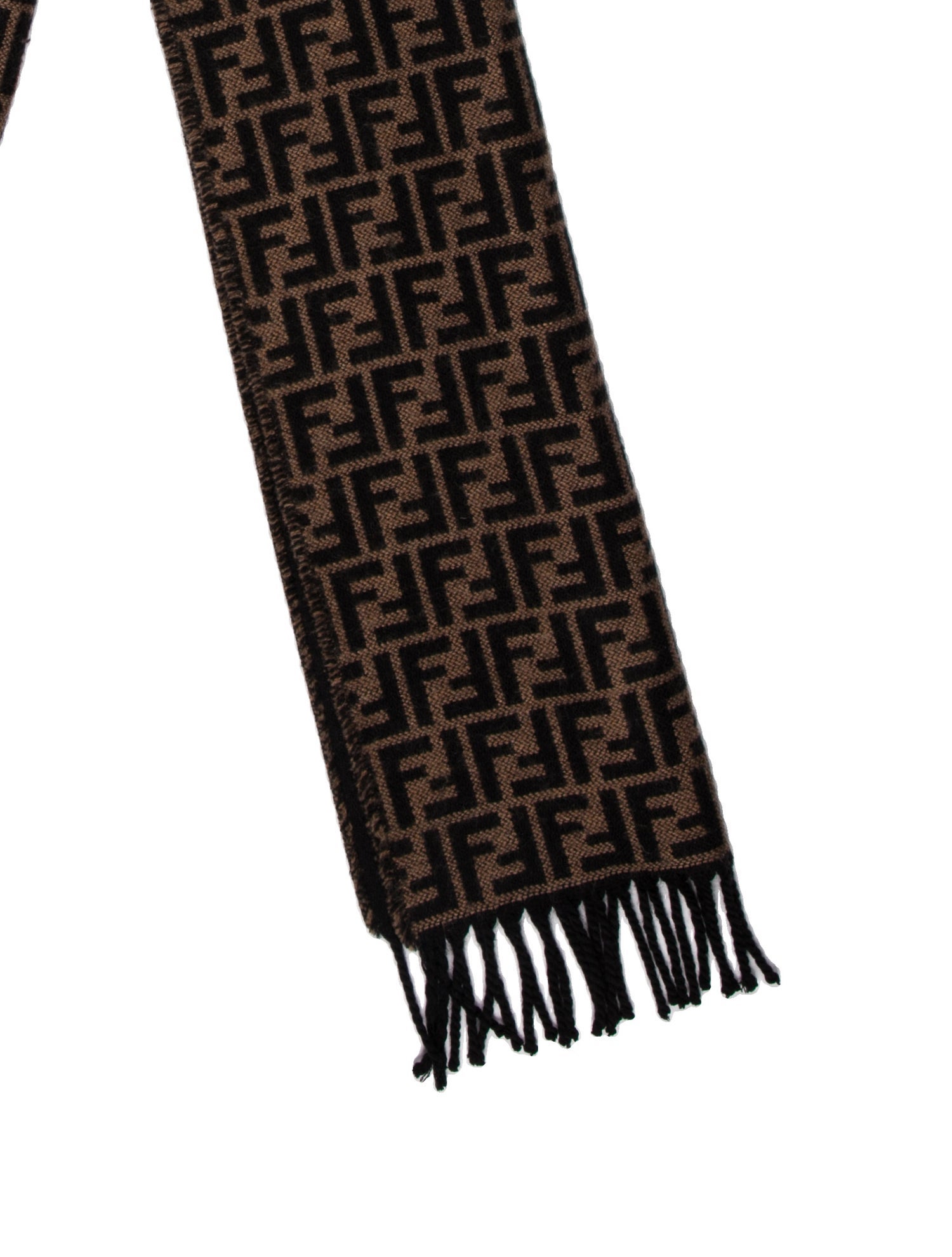 Fendi Wool Zucca FF Logo Scarf - Brown Scarves and Shawls, Accessories ...