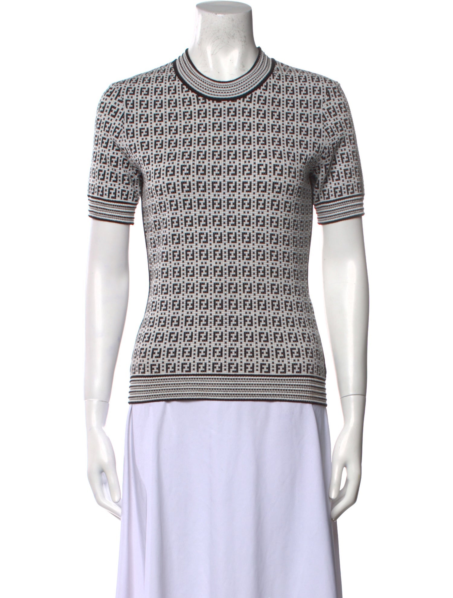 Fendi Printed Crew Neck Top - Black Tops, Clothing - FEN302393 | The ...