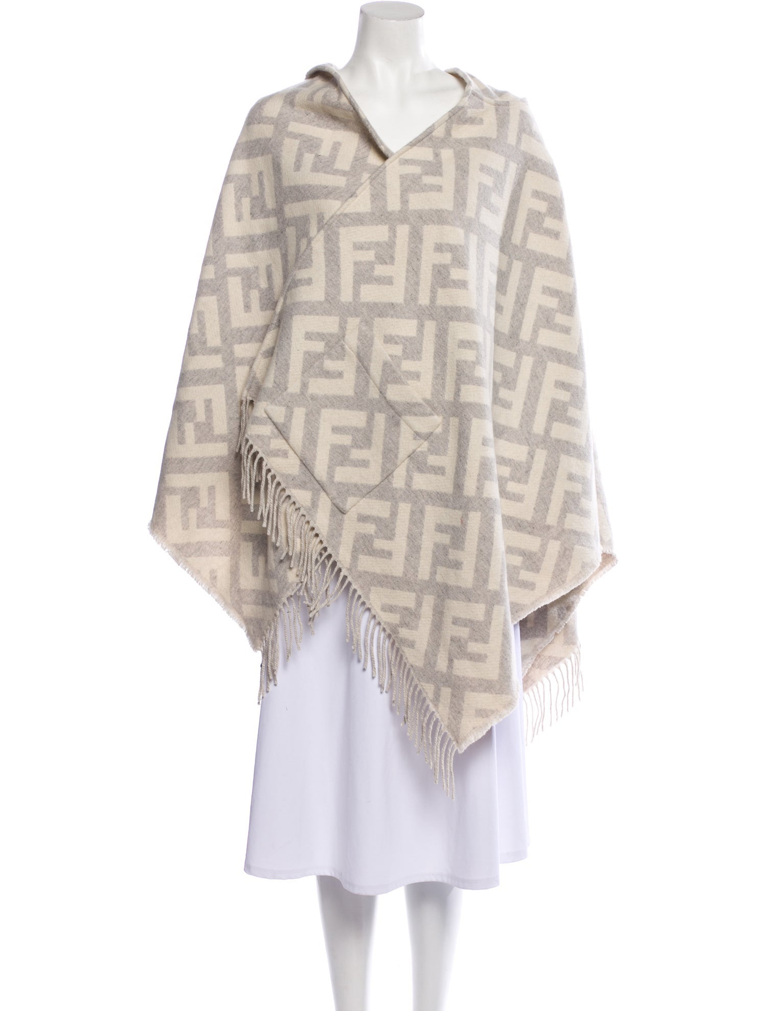 Fendi Cashmere Plaid Print Cape - Neutrals Coats, Clothing - FEN303479 ...
