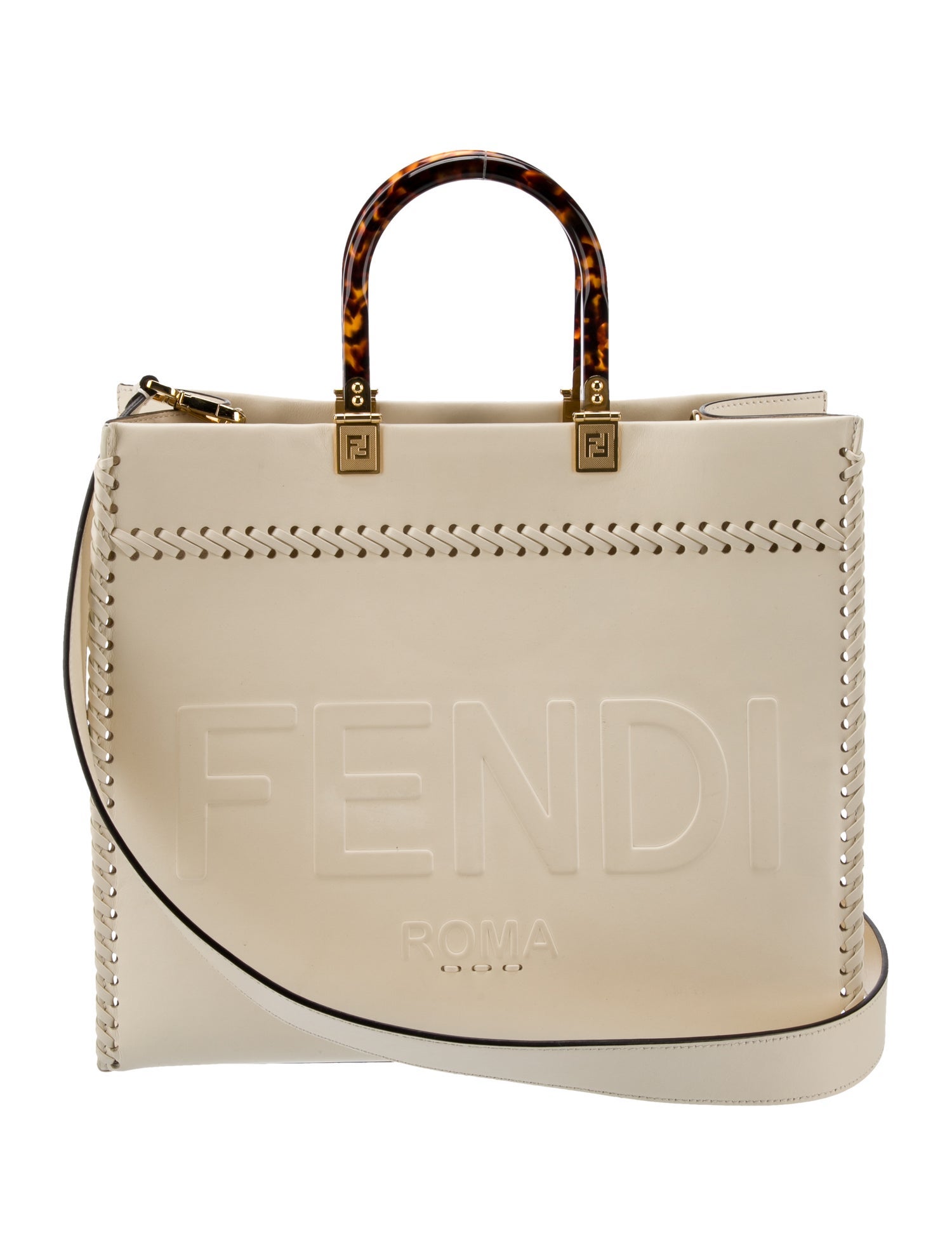 Fendi 2024 Small Whipstitch Sunshine Tote w/ Strap w/ Tags - Neutrals ...