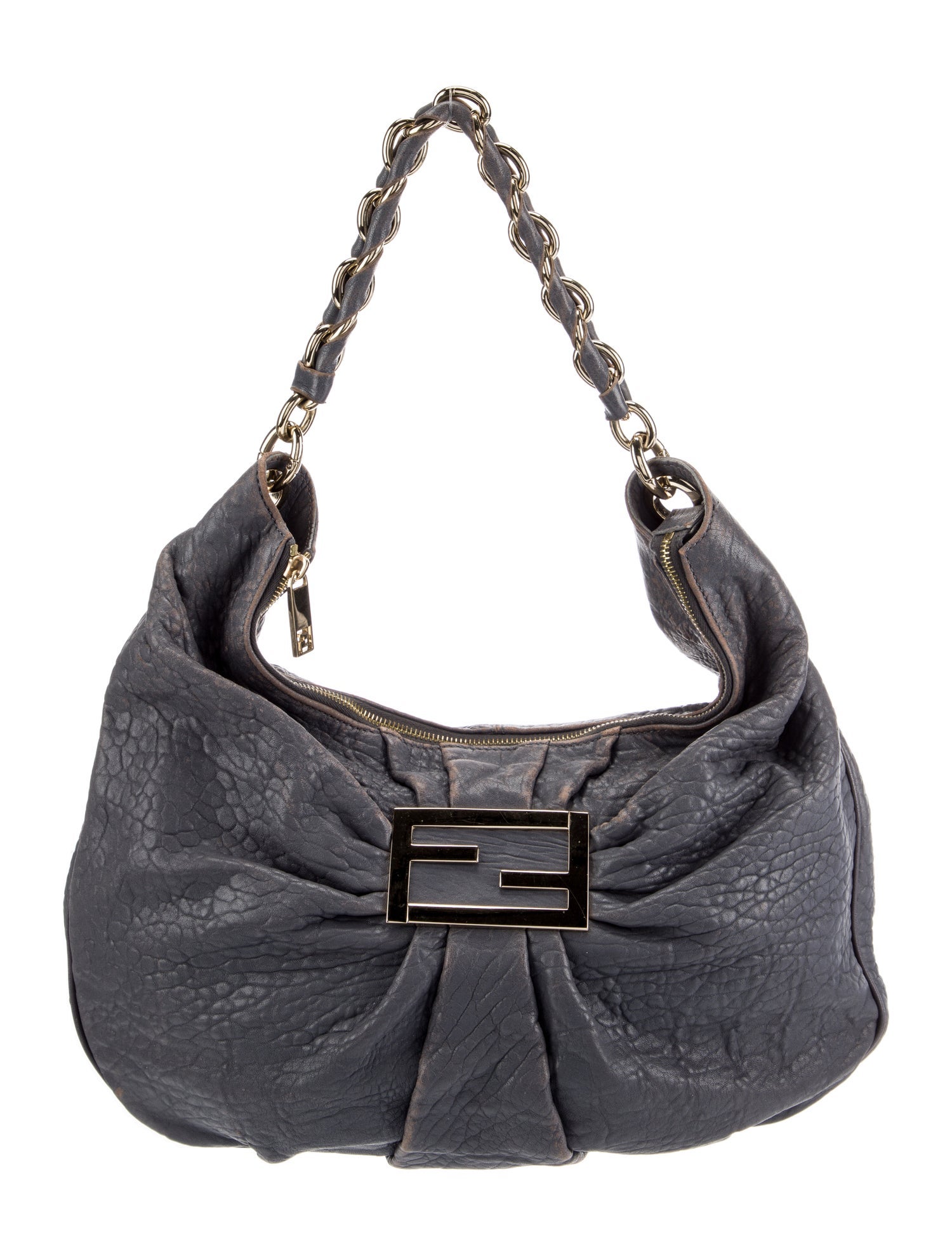 Fendi Leather Mia Chain Hobo - Blue Hobos, Handbags - FEN305247 | The ...