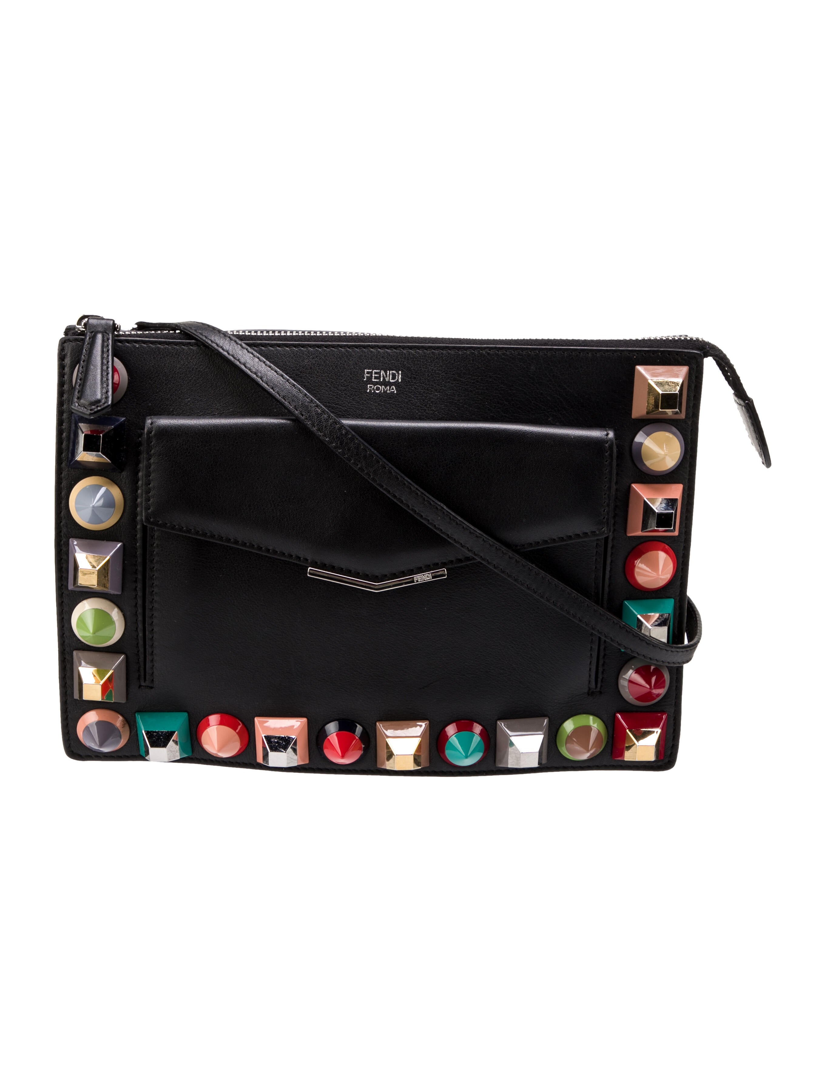 Fendi Studded Mini 2Jours Crossbody Bag - Black Crossbody Bags ...