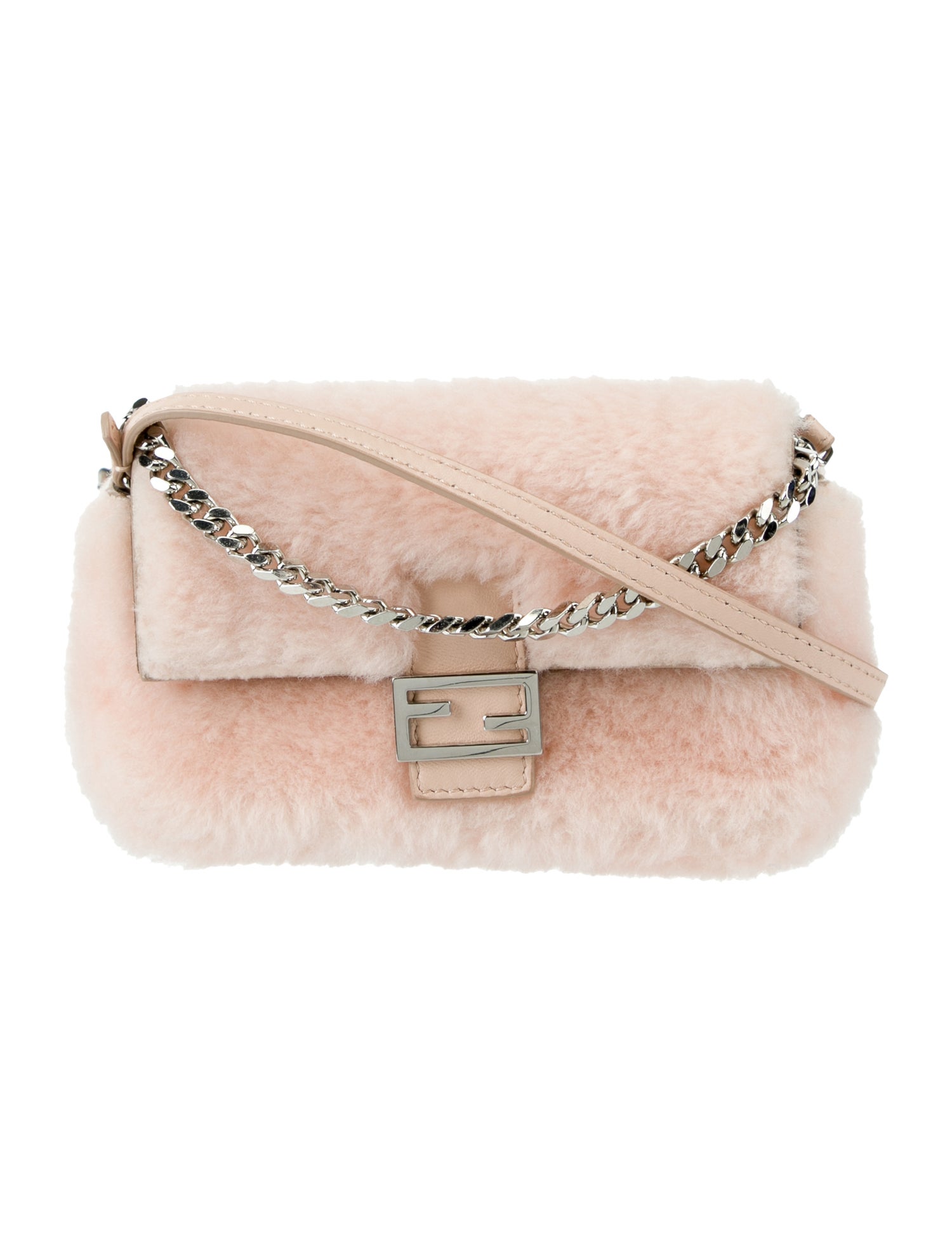 Fendi Micro Shearling Baguette - Pink Crossbody Bags, Handbags ...