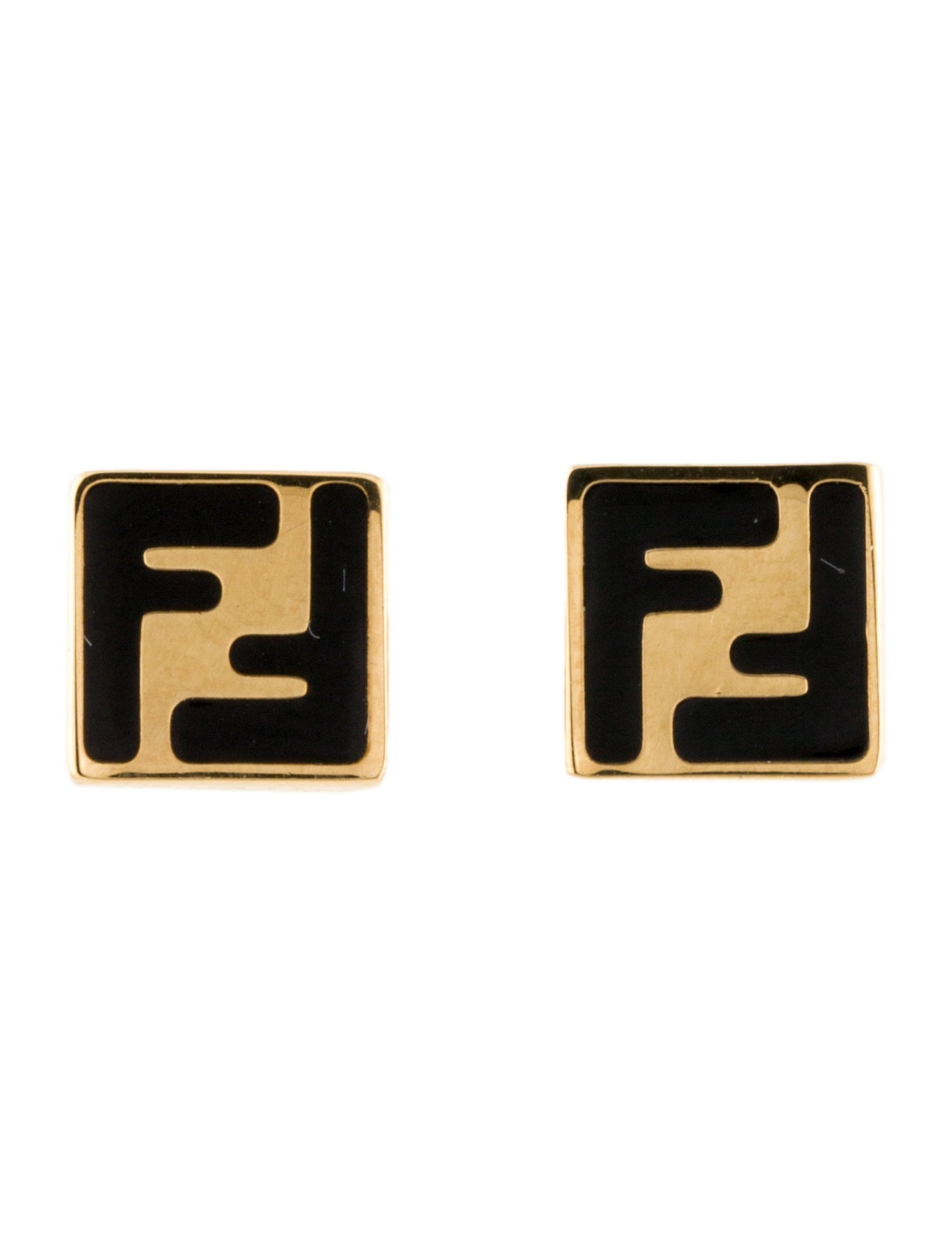 Fendi Forever Fendi Stud Earrings - Black, Brass Stud, Earrings ...