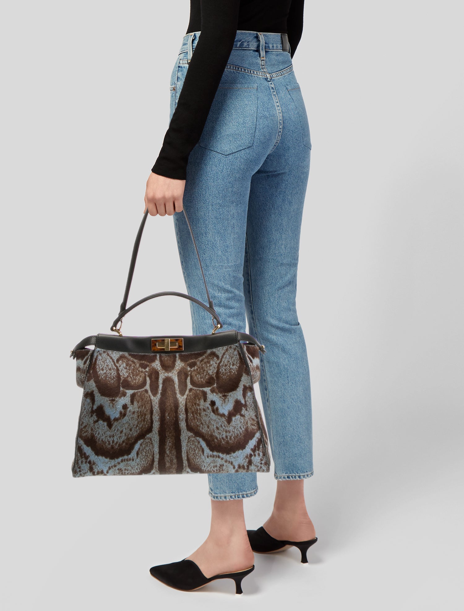 Fendi Pony Hair Peekaboo Bag - Blue Handle Bags, Handbags - FEN305930 ...