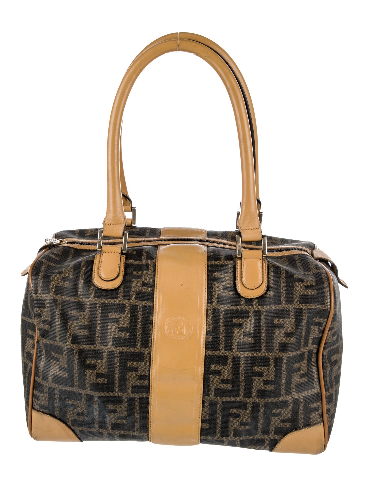 Fendi Small Zucchino Boston Bag - Brown Handle Bags, Handbags ...