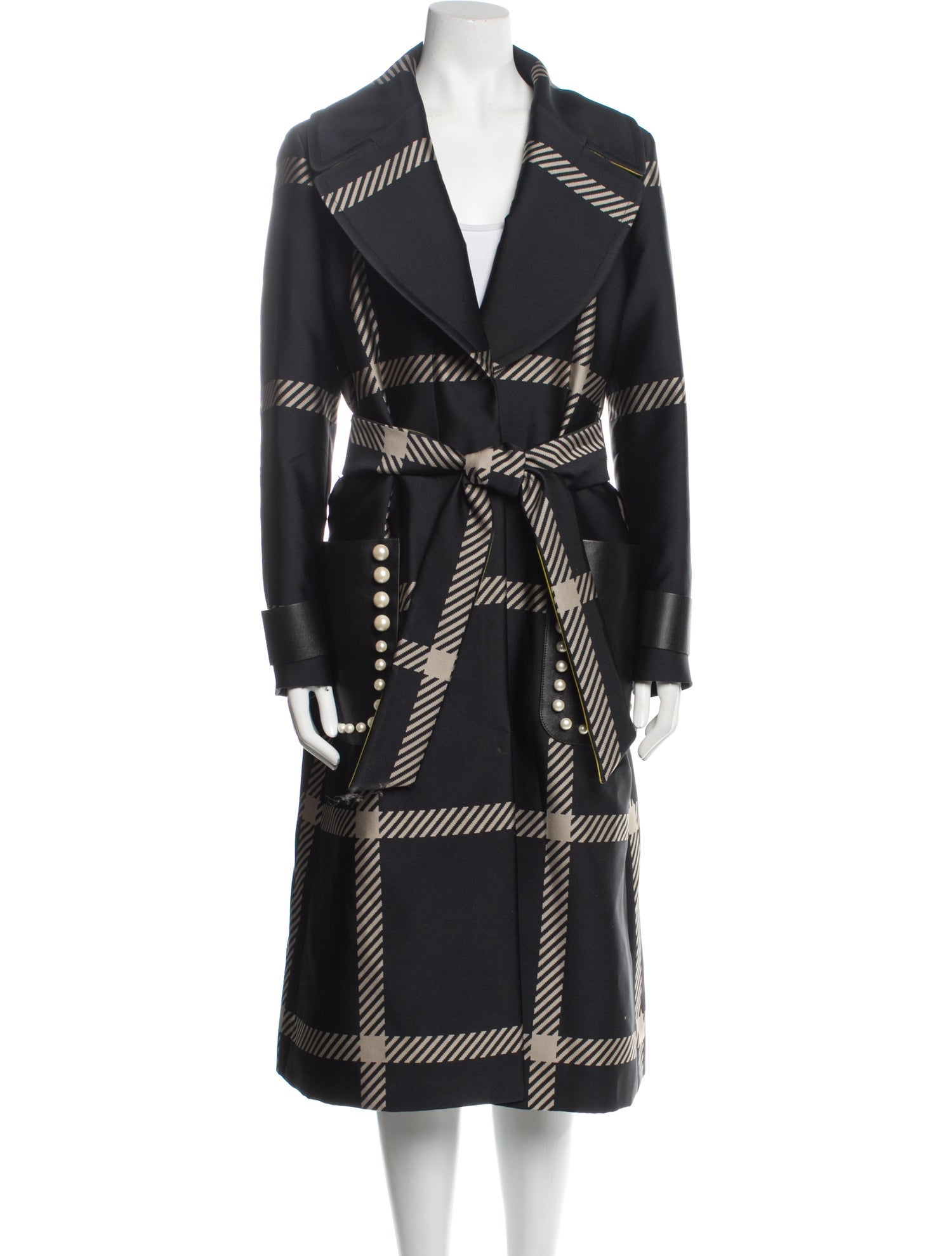Fendi Plaid Print Coat - Black Coats, Clothing - FEN306663 | The RealReal